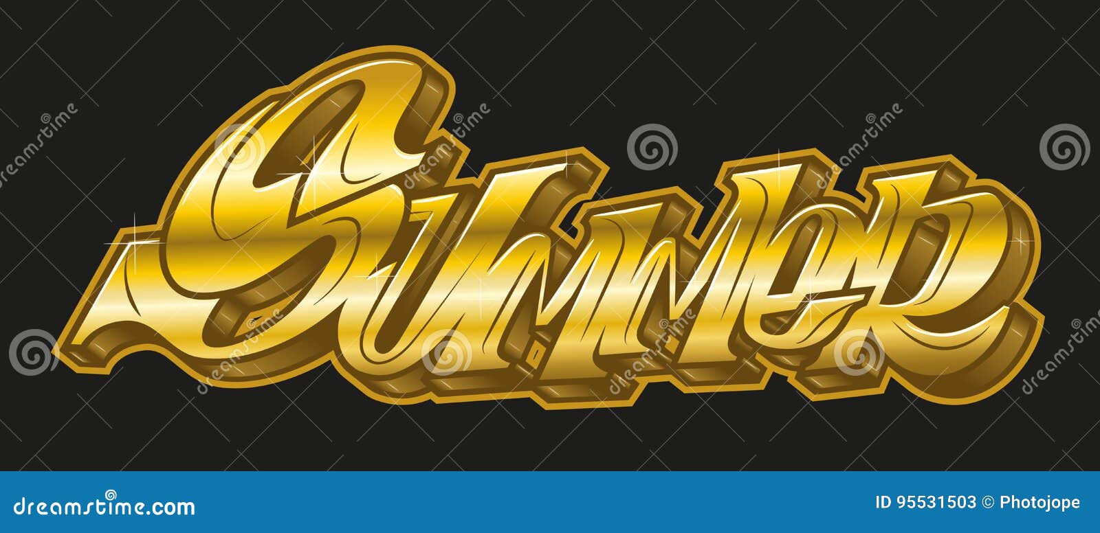Summer Word in Golden Graffiti Style Stock Vector - Illustration of ...