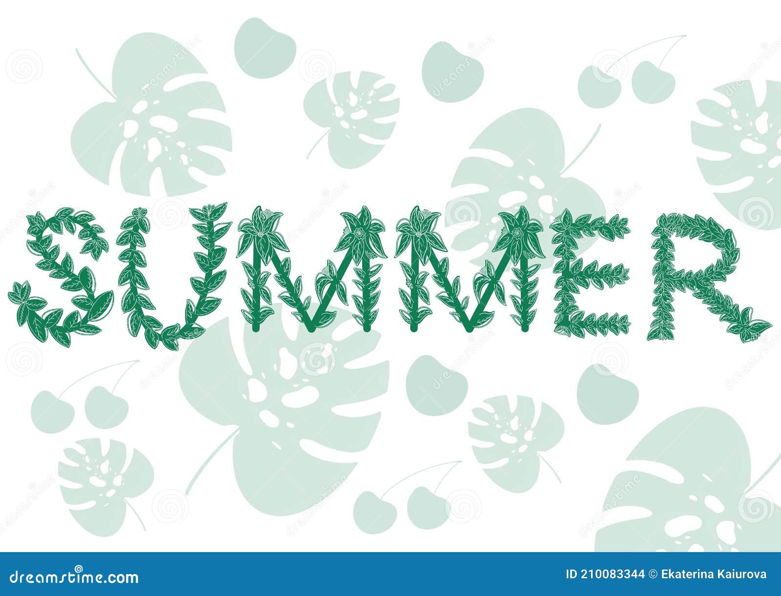 Summer Word Made from Leaves. Summer Background Stock Illustration ...