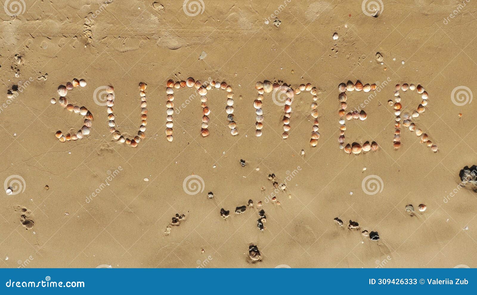 Summer Word on Sand Made of Seashells Stock Image - Image of ocean ...