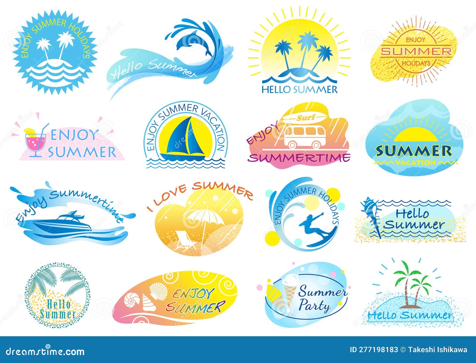 Colorful Vector Summer Symbol Icon Set Isolated on a White Background ...