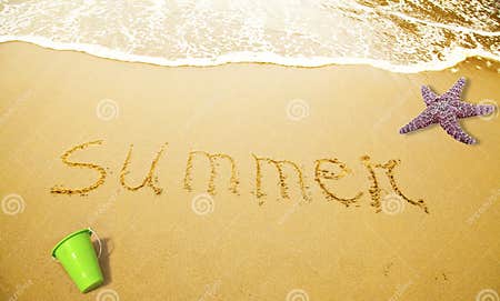 Summer Written in Sand stock photo. Image of season, letter - 21206594
