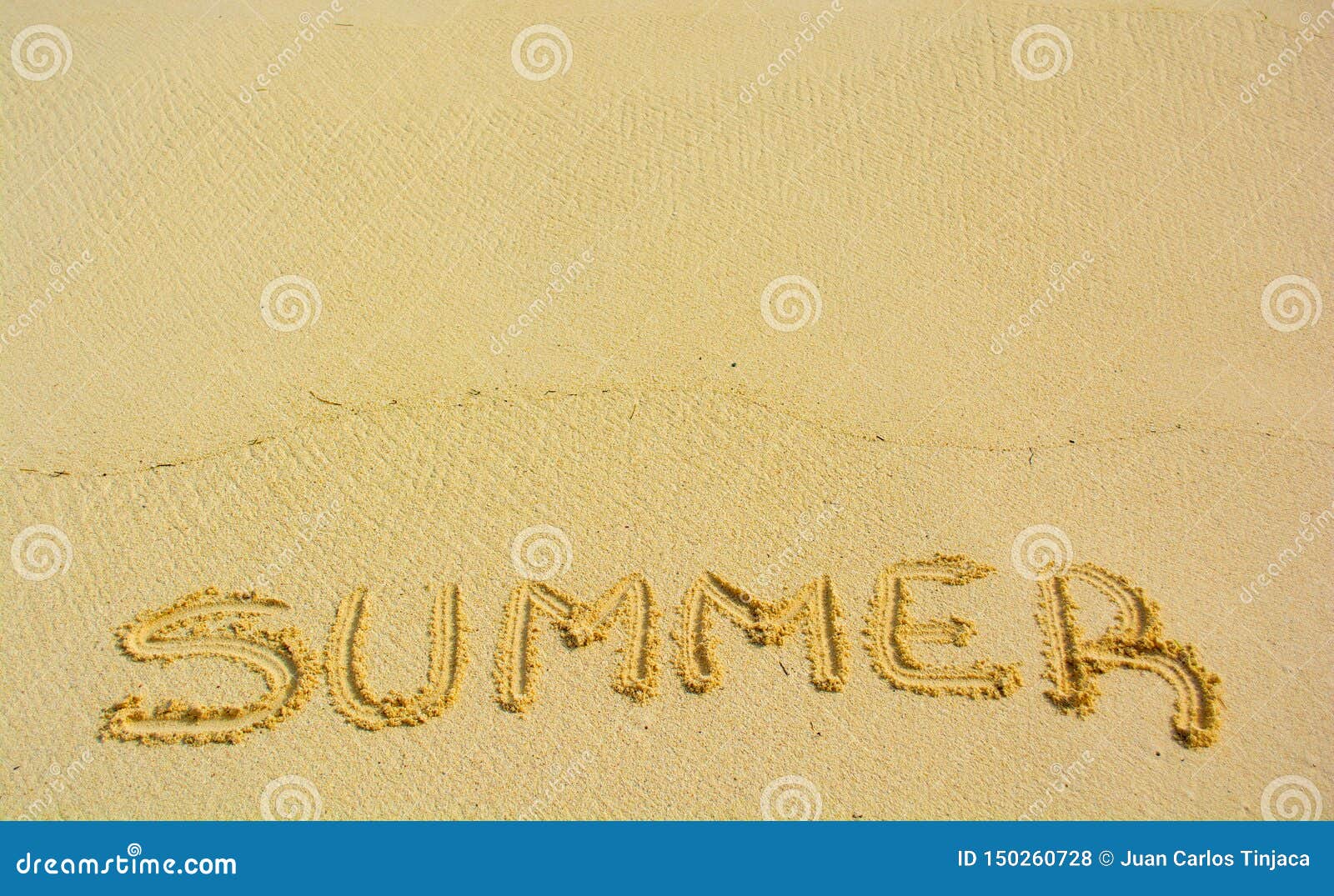Summer Written in Sand stock photo. Image of vacation - 150260728