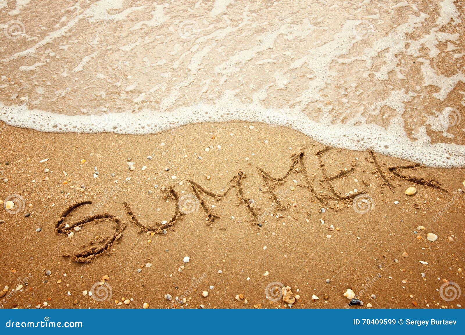 Summer Written in the Sand on the Beach Stock Image - Image of tropical ...