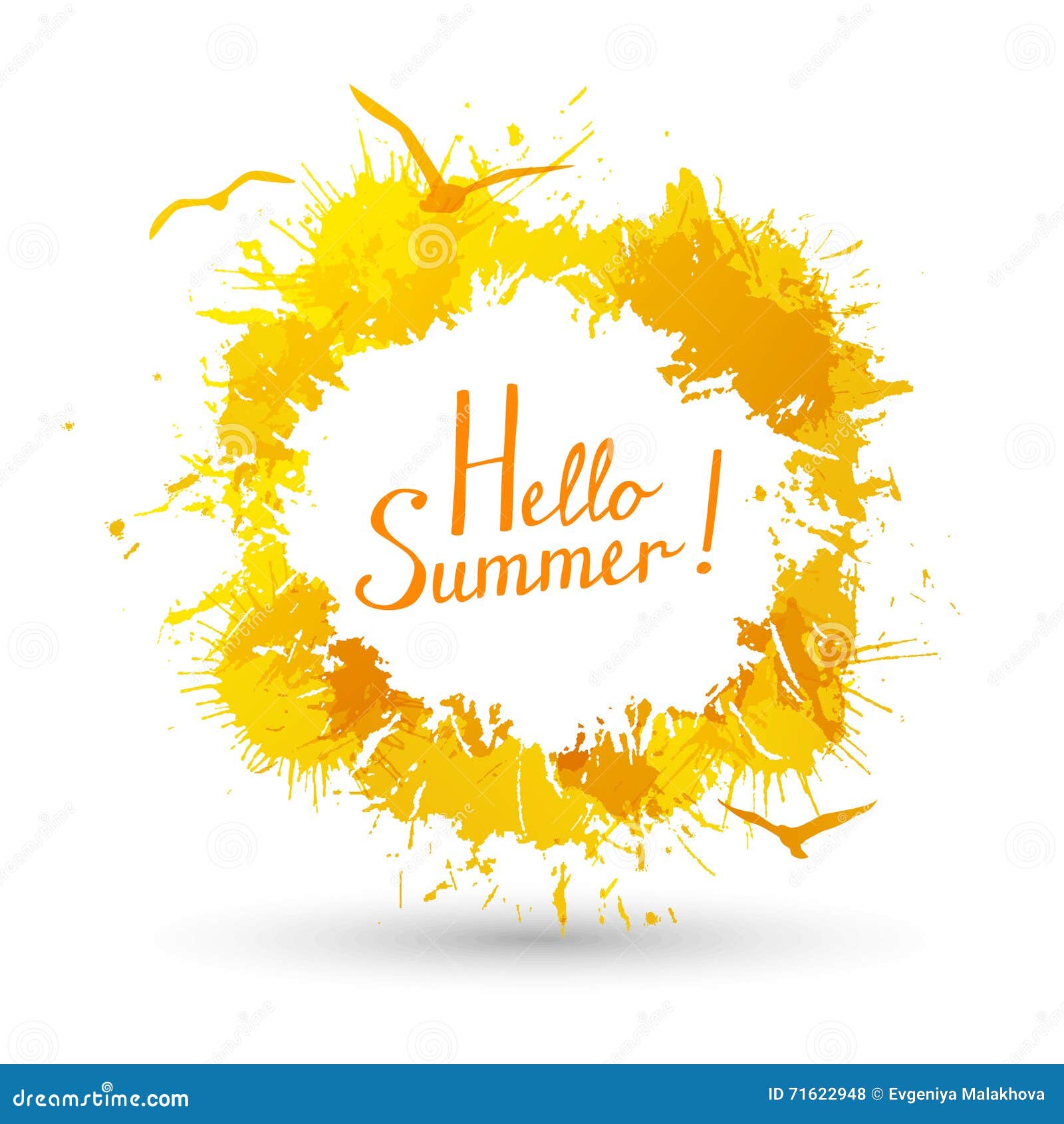 Summer Yellow Paint Splashes Stock Illustration - Illustration of text ...