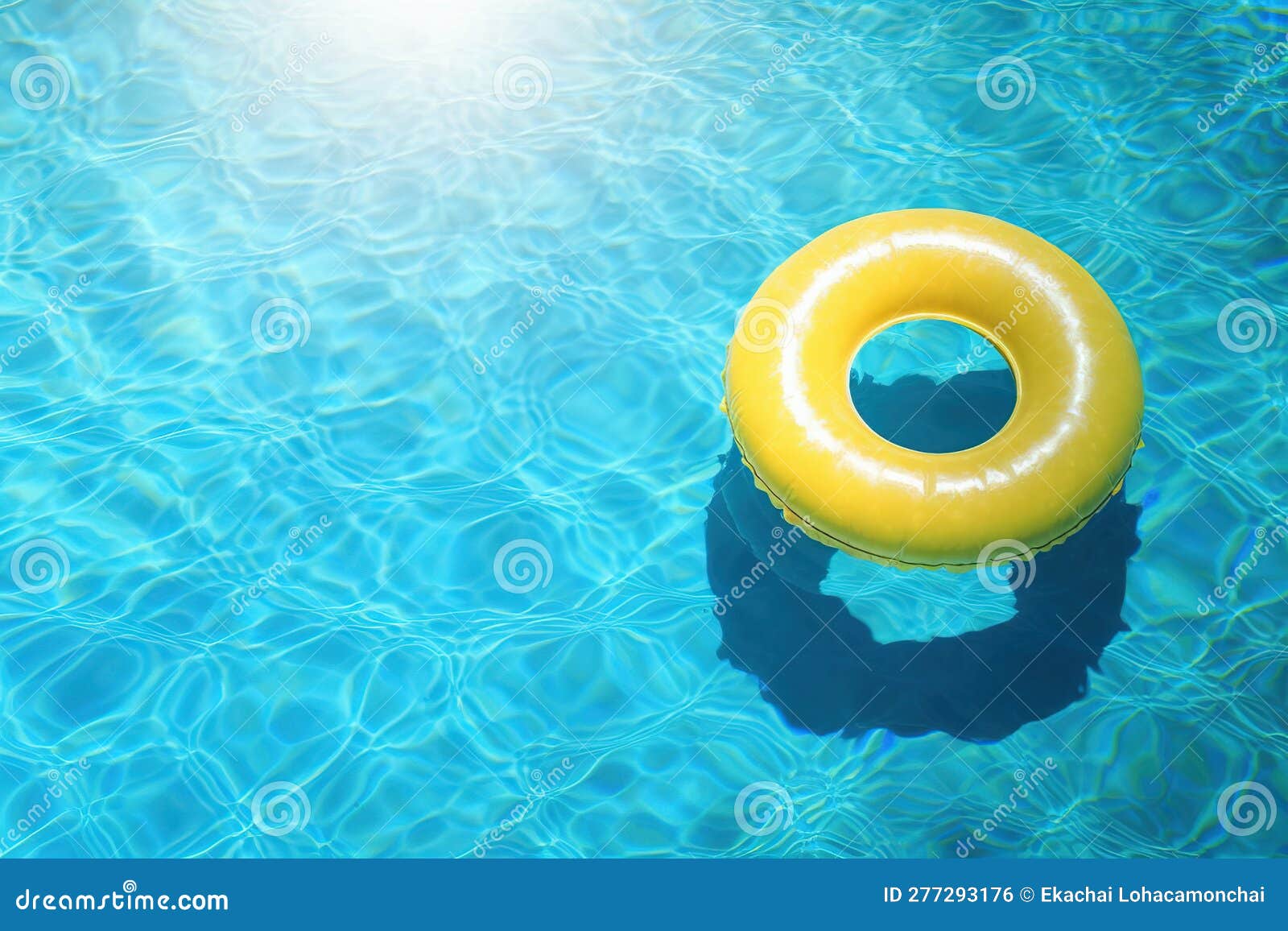 Summer Yellow Swimming Pool Ring Float in Blue Water. Created with ...