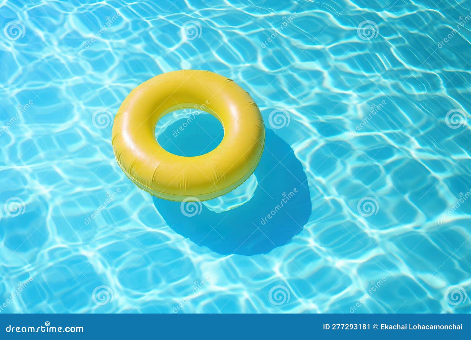 Summer Yellow Swimming Pool Ring Float in Blue Water. Created with ...