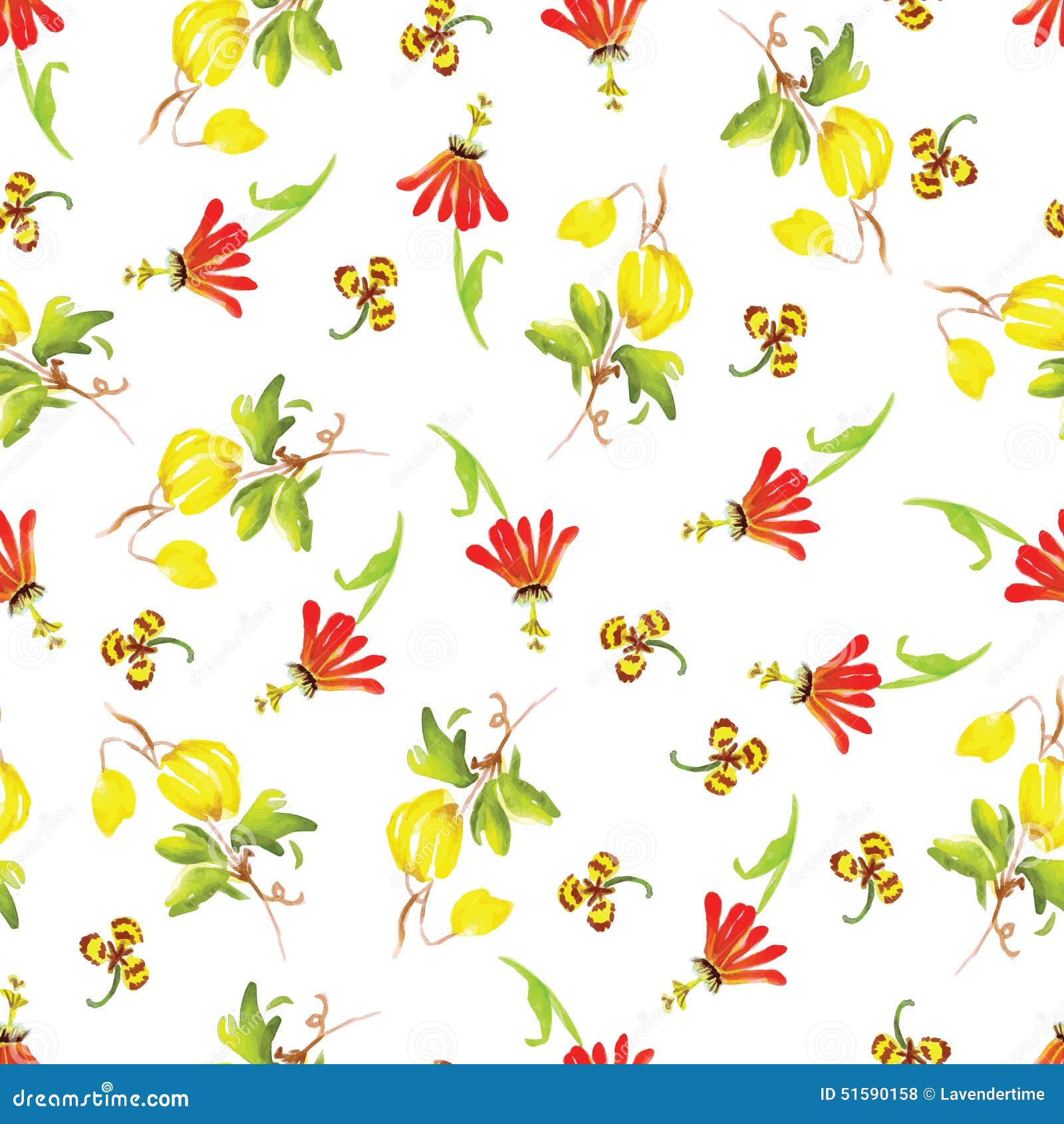 Summer Yellow Watercolor Seamless Vector Pattern Stock Vector ...