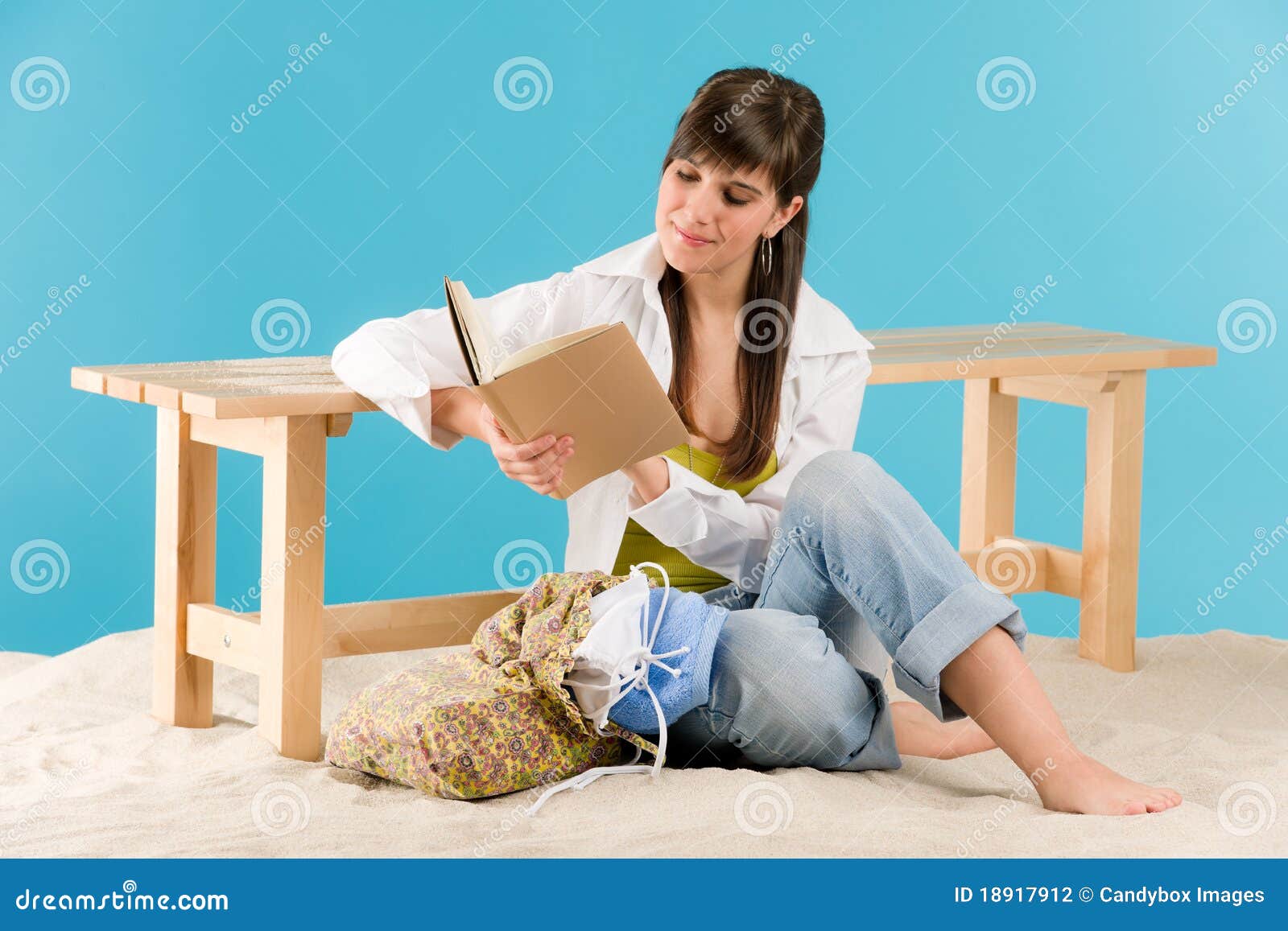 Summer - Young Woman Read Book Stock Photo - Image of book, happy: 18917912