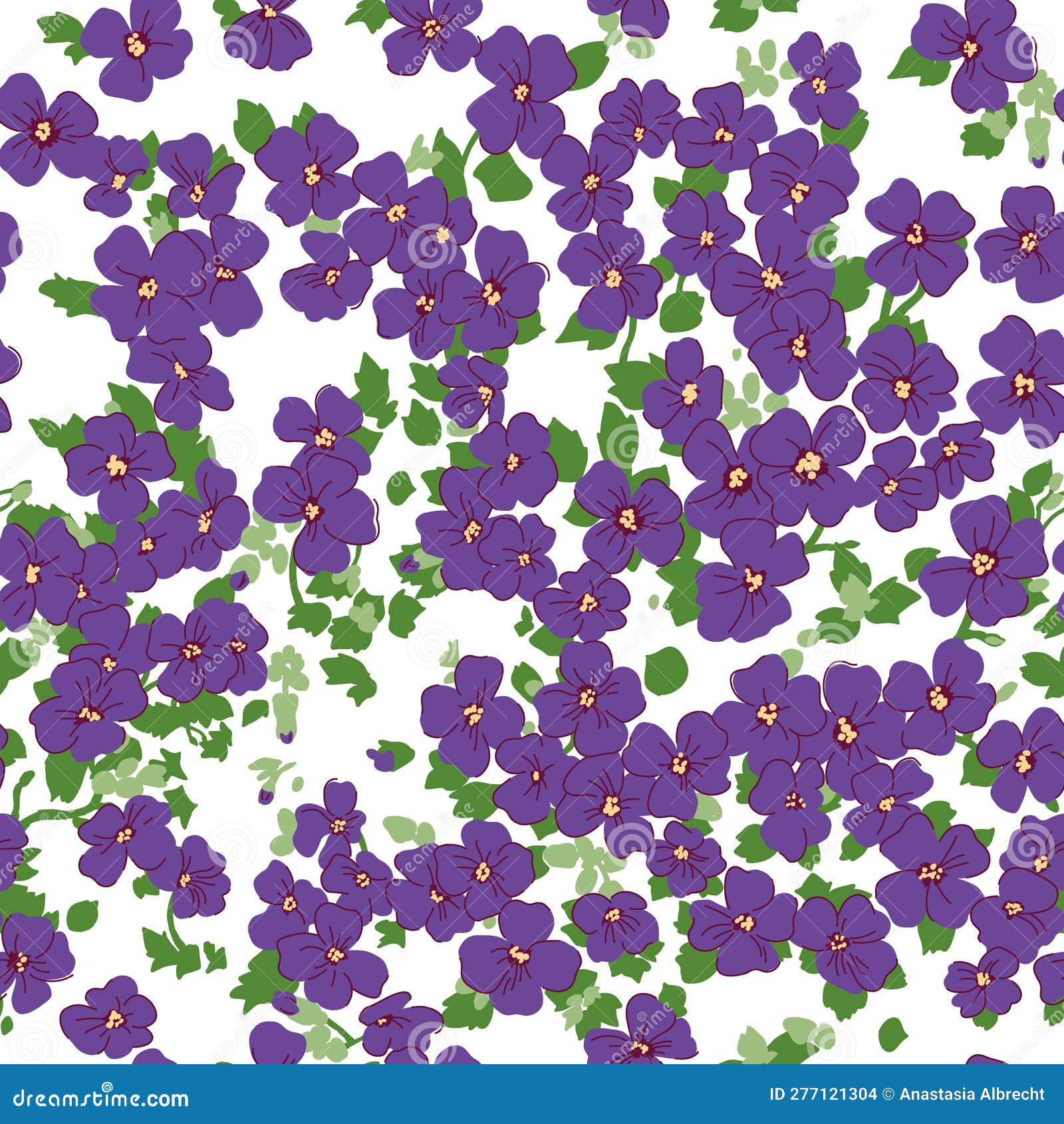 Seamless Pattern with Small Blue Flowers. Nice Aubrieta Garden Flowers ...