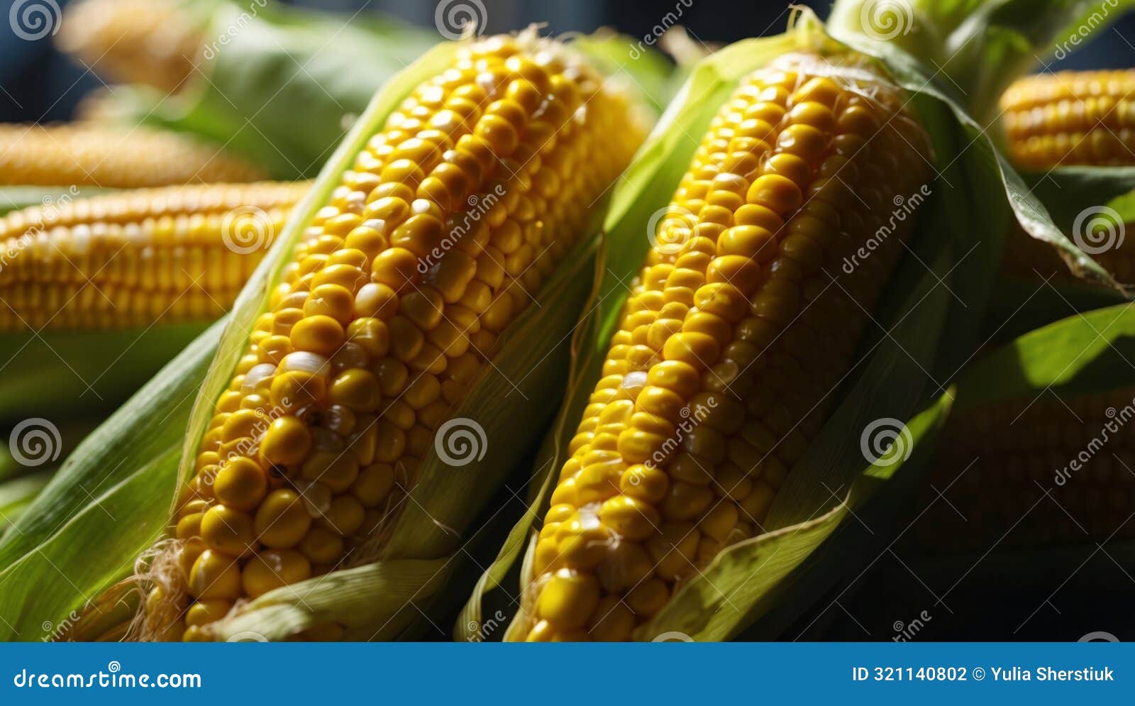 Summers Golden Bounty Fresh Corn on Cob in Double Exposure Silhouette ...