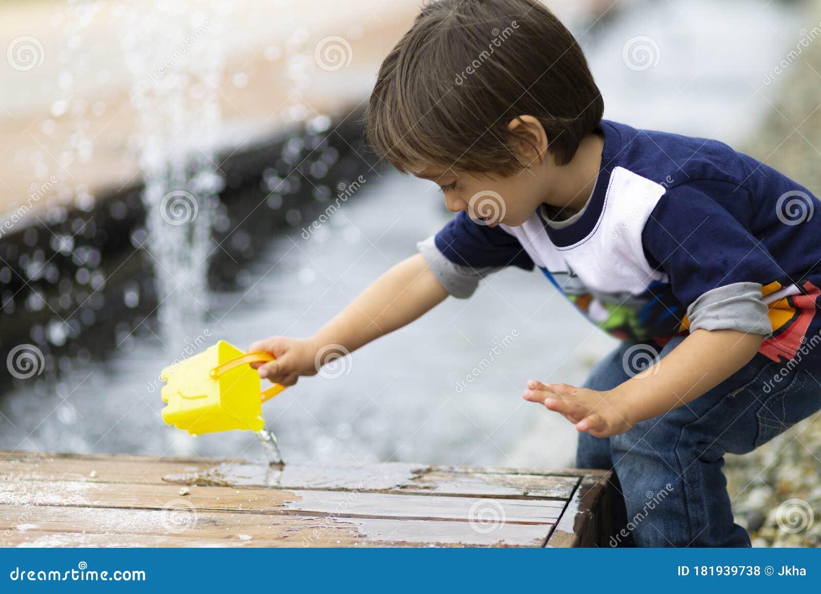 Summertime, Happy Boy Playing with Water Stock Photo - Image of ...