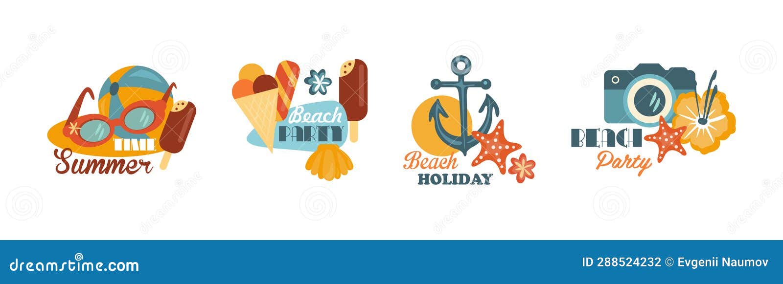Summertime Holiday and Beach Vacation Label Vector Set Stock ...