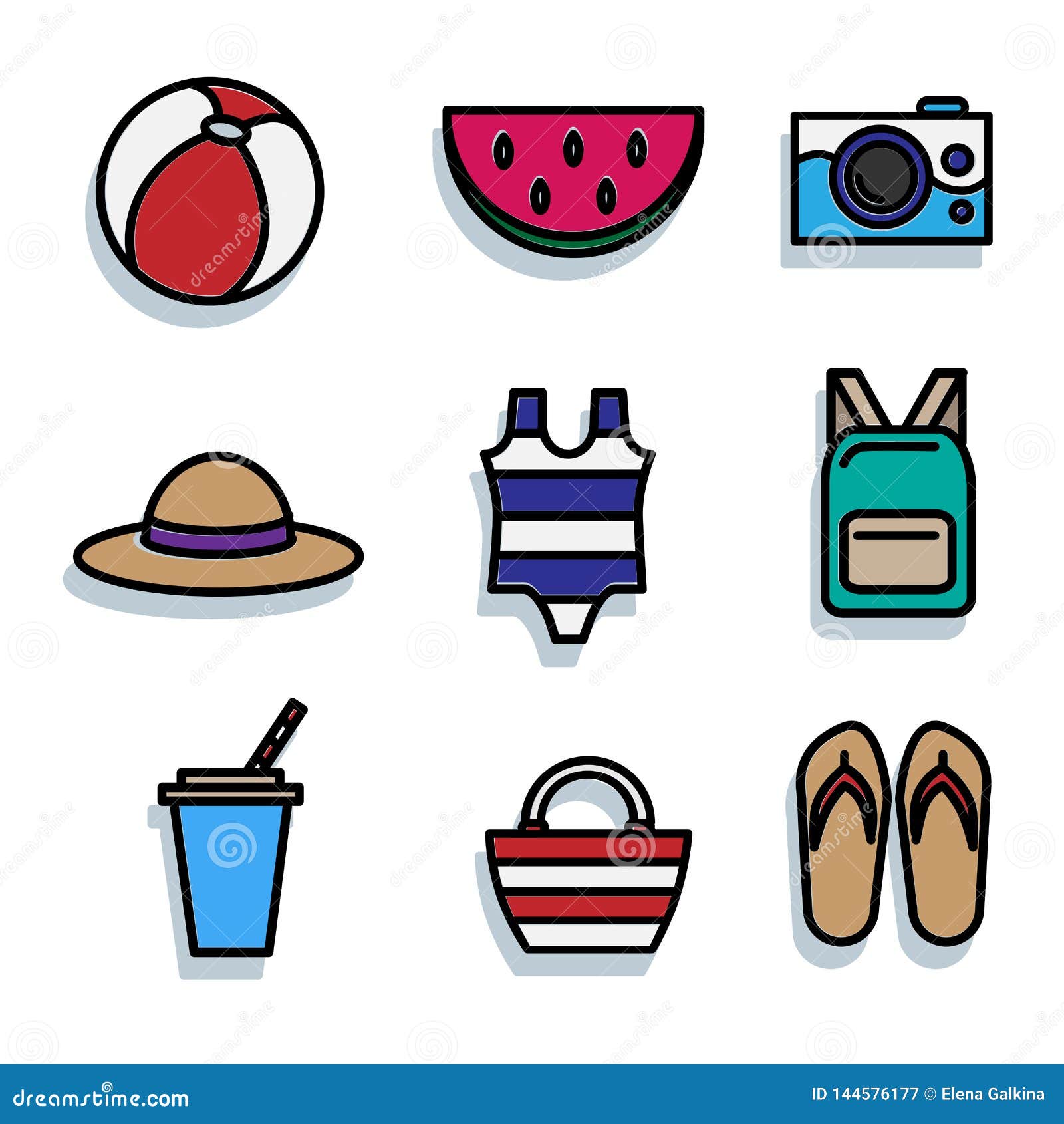 Summertime icon set stock vector. Illustration of icon - 144576177