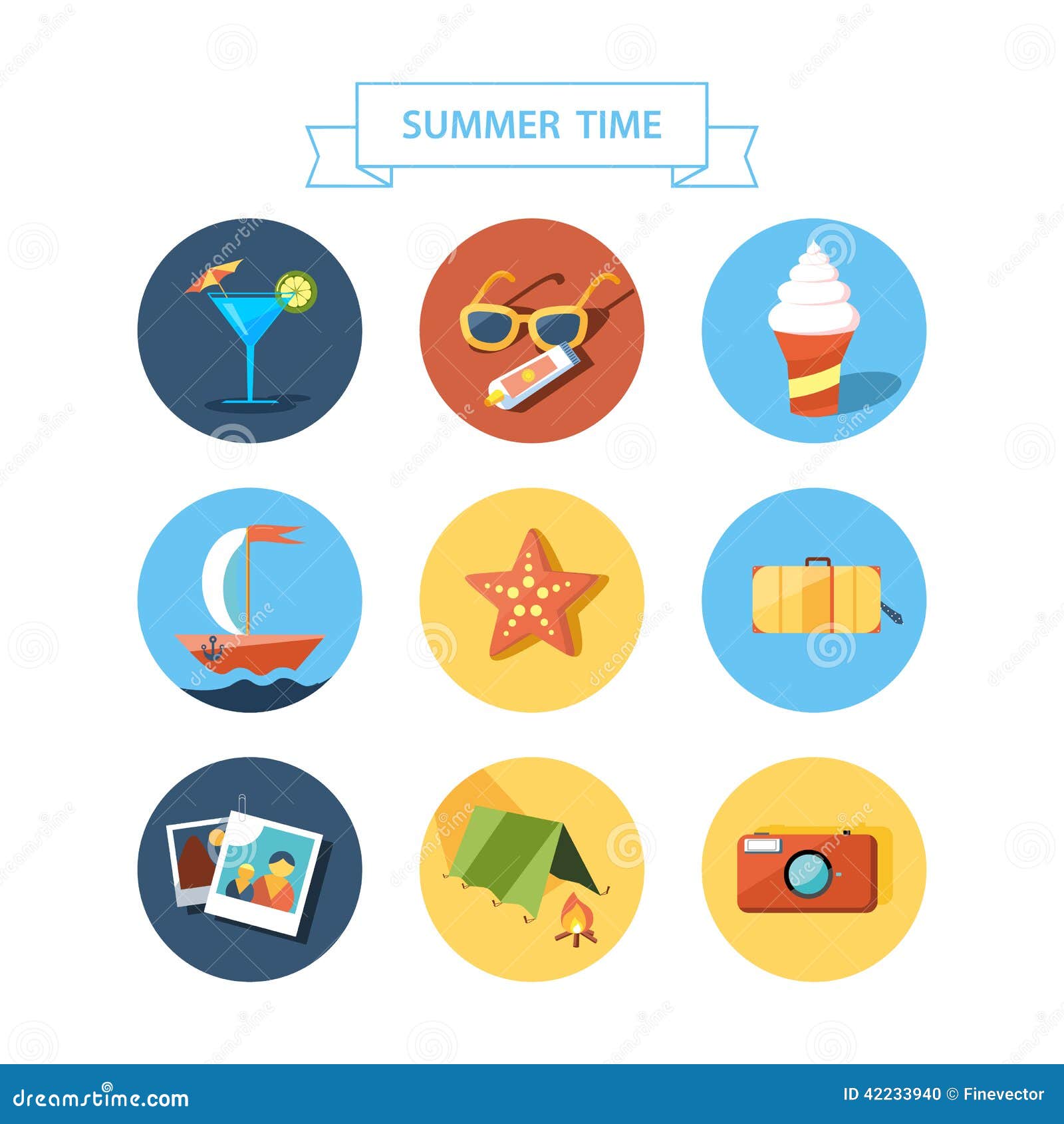 Summertime Icons Set Flat Design Stock Illustrations – 509 Summertime ...