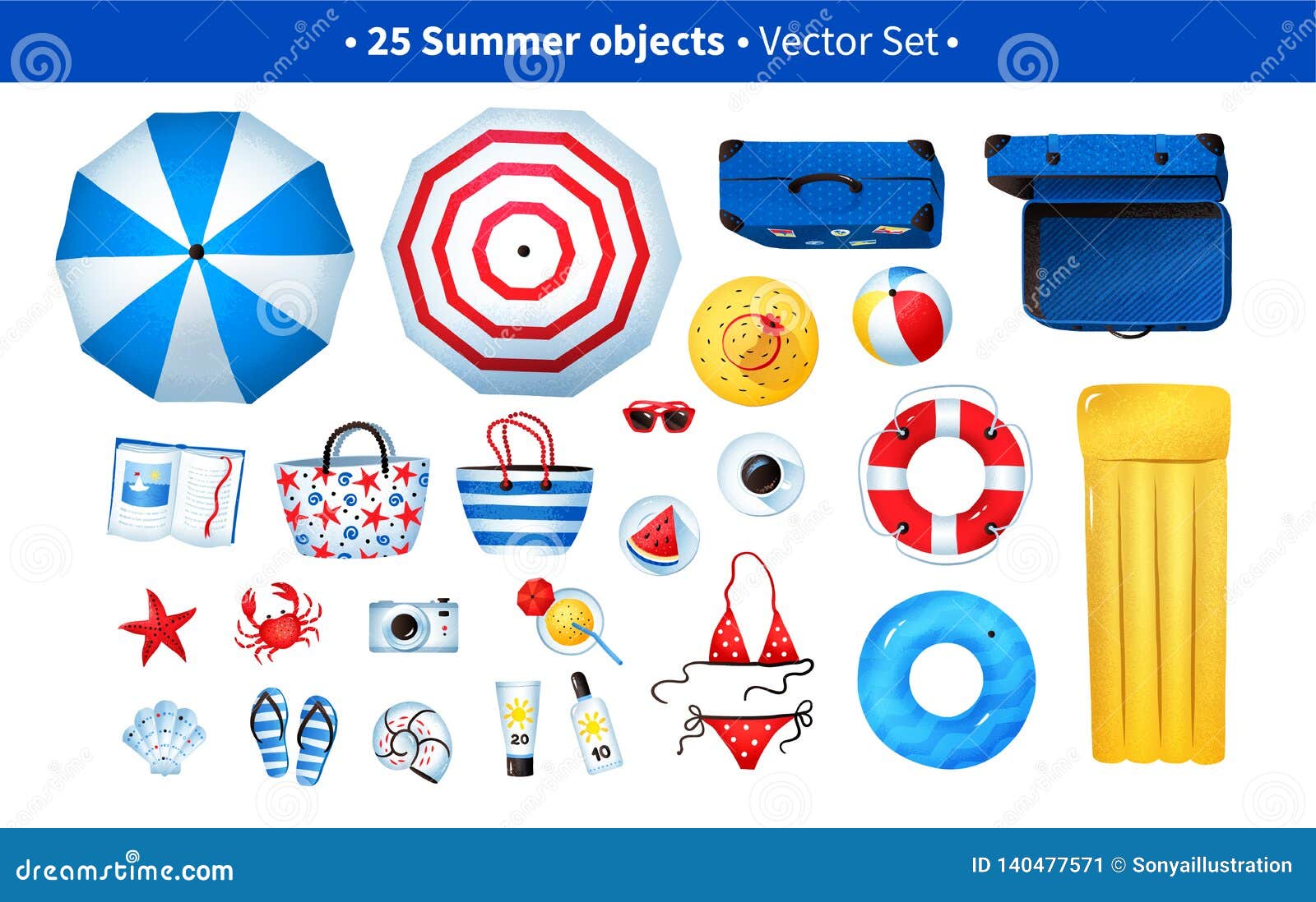 Beach Items Illustrations Cartoon Vector | CartoonDealer.com #5395623