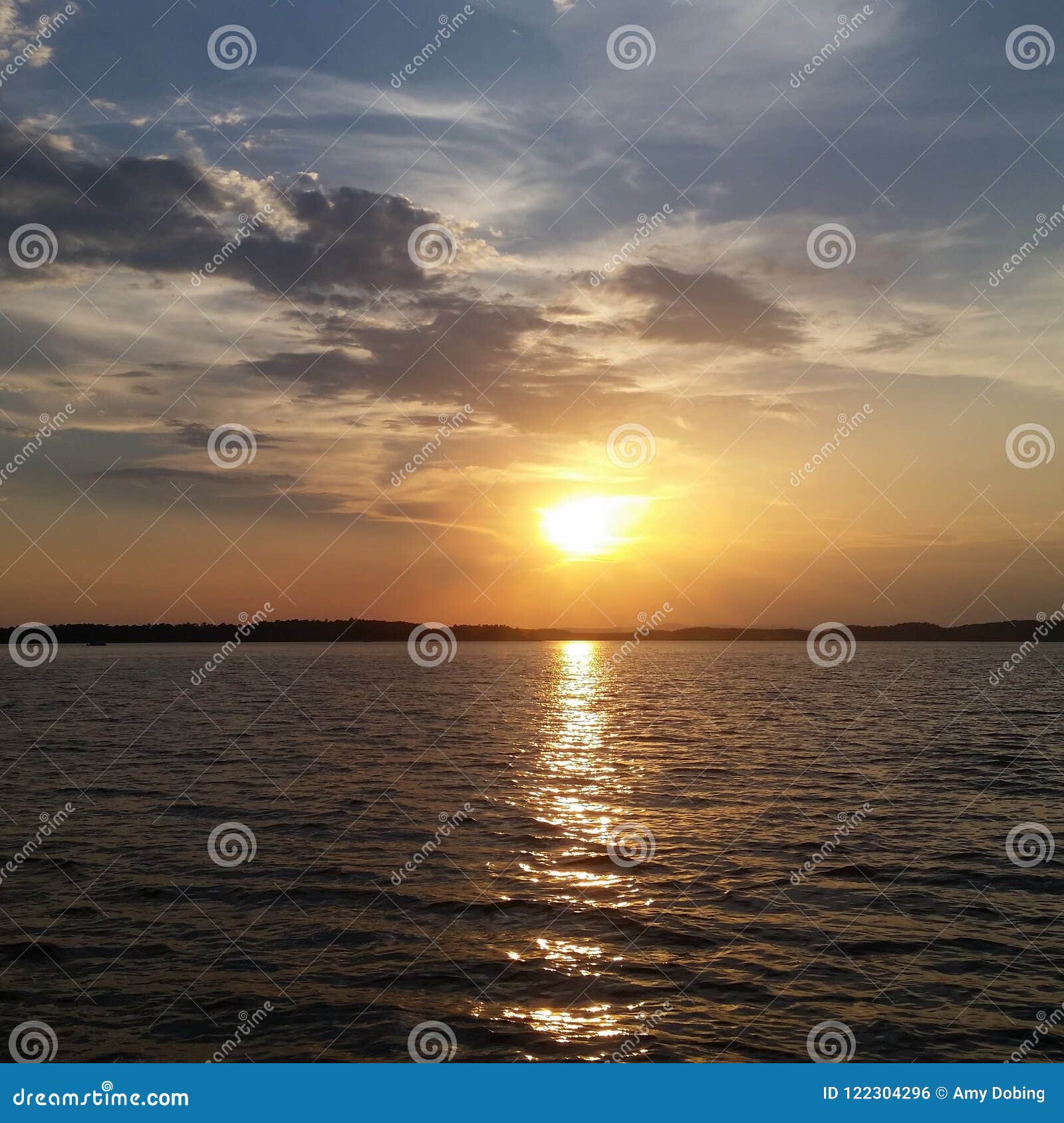 Summertime Lake Sunset stock photo. Image of sunset - 122304296