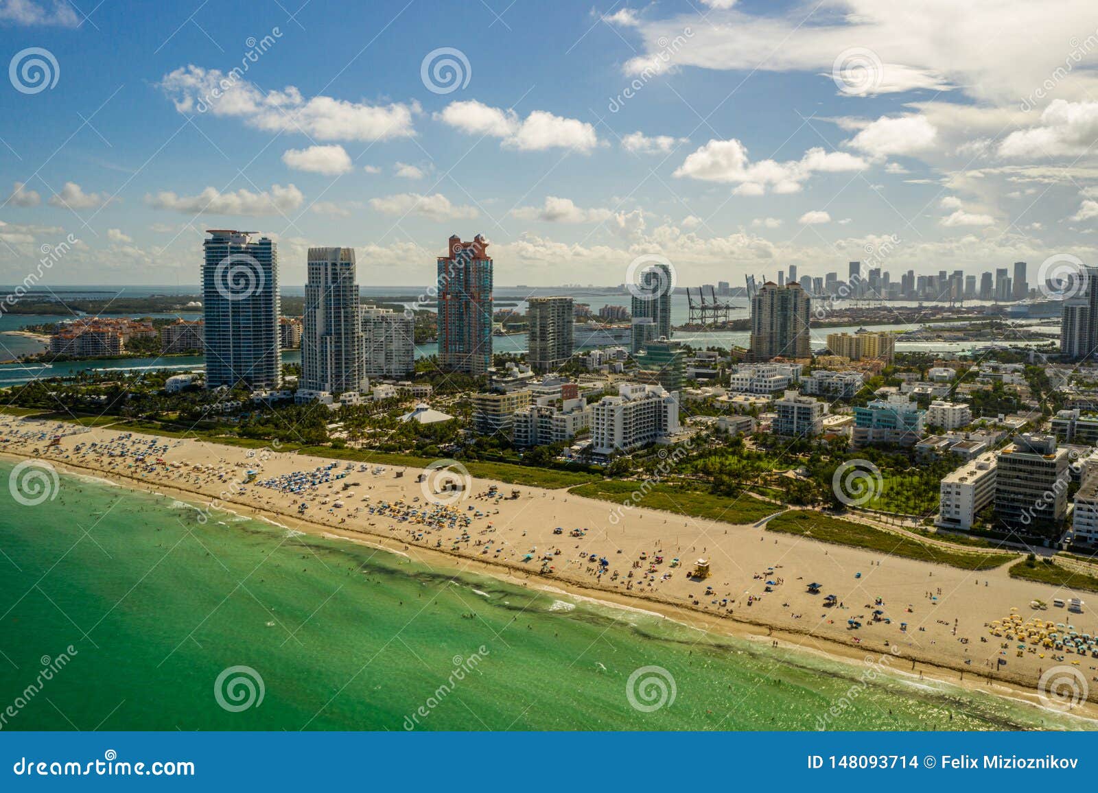 Summertime Photo Miami Beach Aerial View Stock Photo - Image of ...