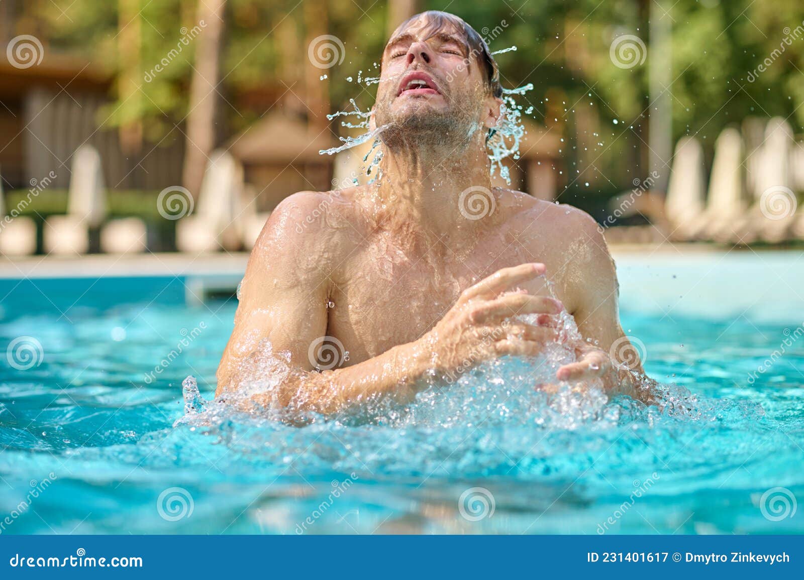 A Picture of a Young Handsome Man in a Swimming Pool Stock Image ...