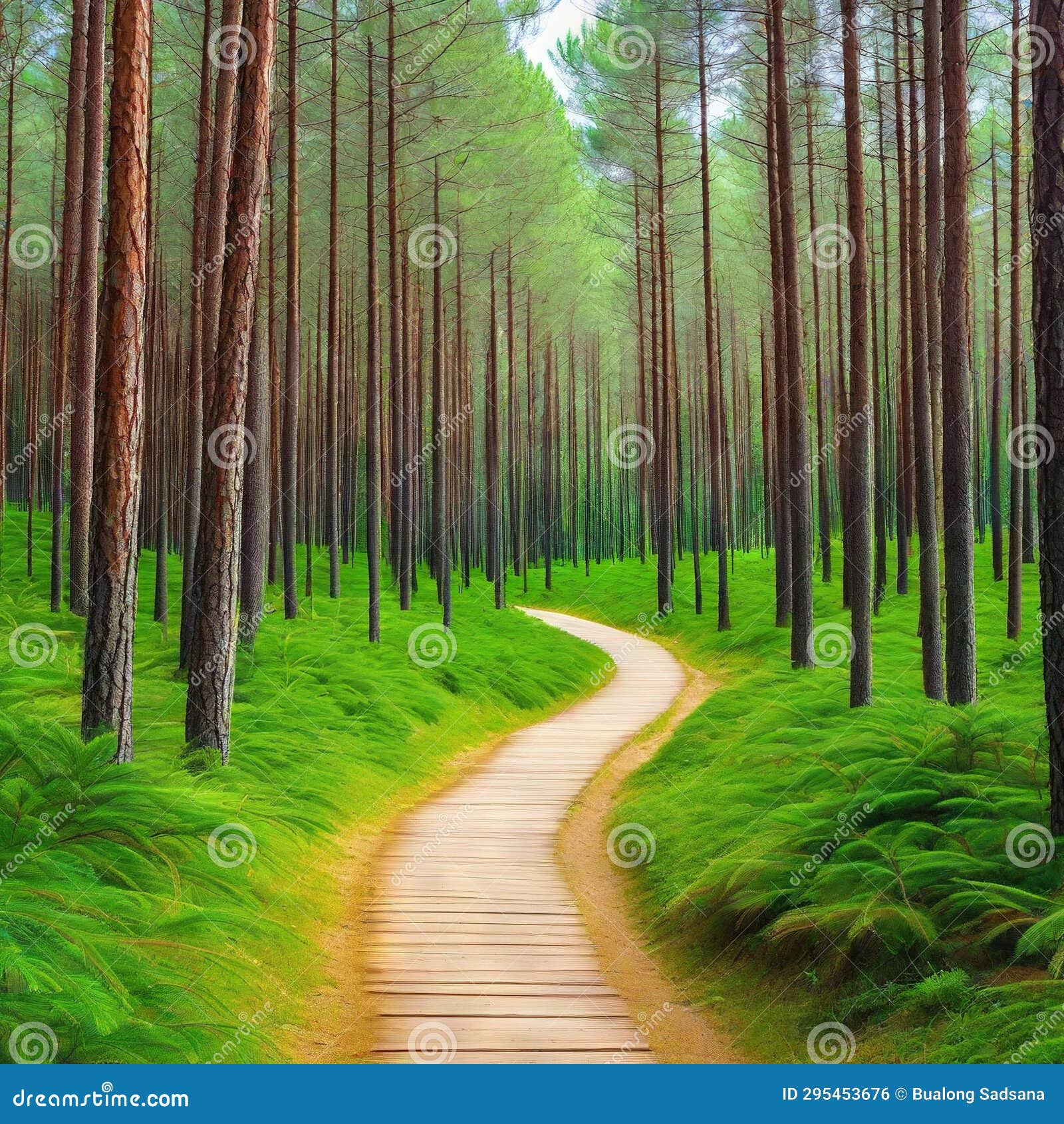 Summertime Scene of a Pine Path through the Banner Supporting the ...