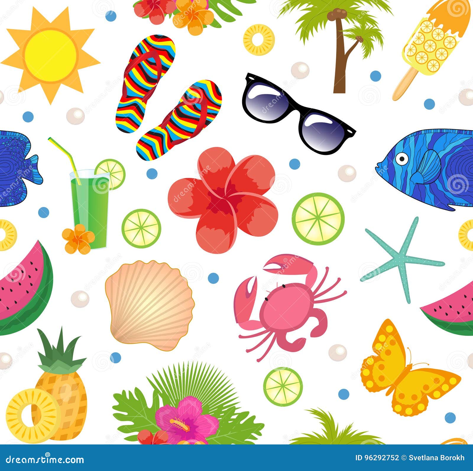Summertime Seamless Pattern. Bright Summer Infinite Background. Beach ...