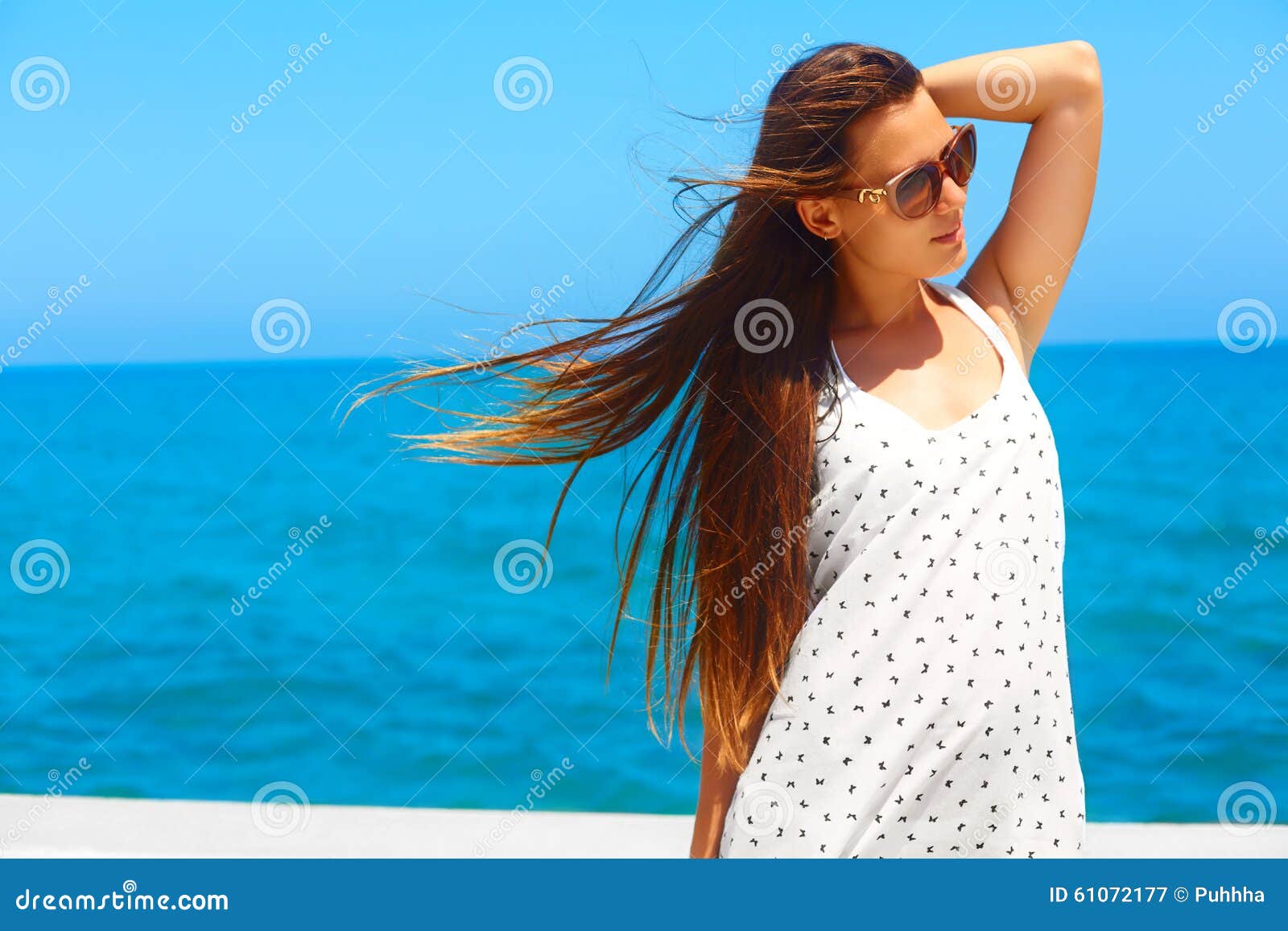 Summertime Vacation Woman By The Sea Stock Image Image Of Beautiful