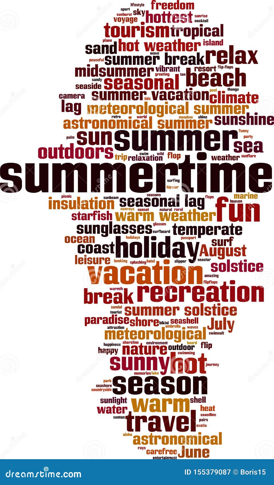 Summertime word cloud stock vector. Illustration of vacation - 155379087