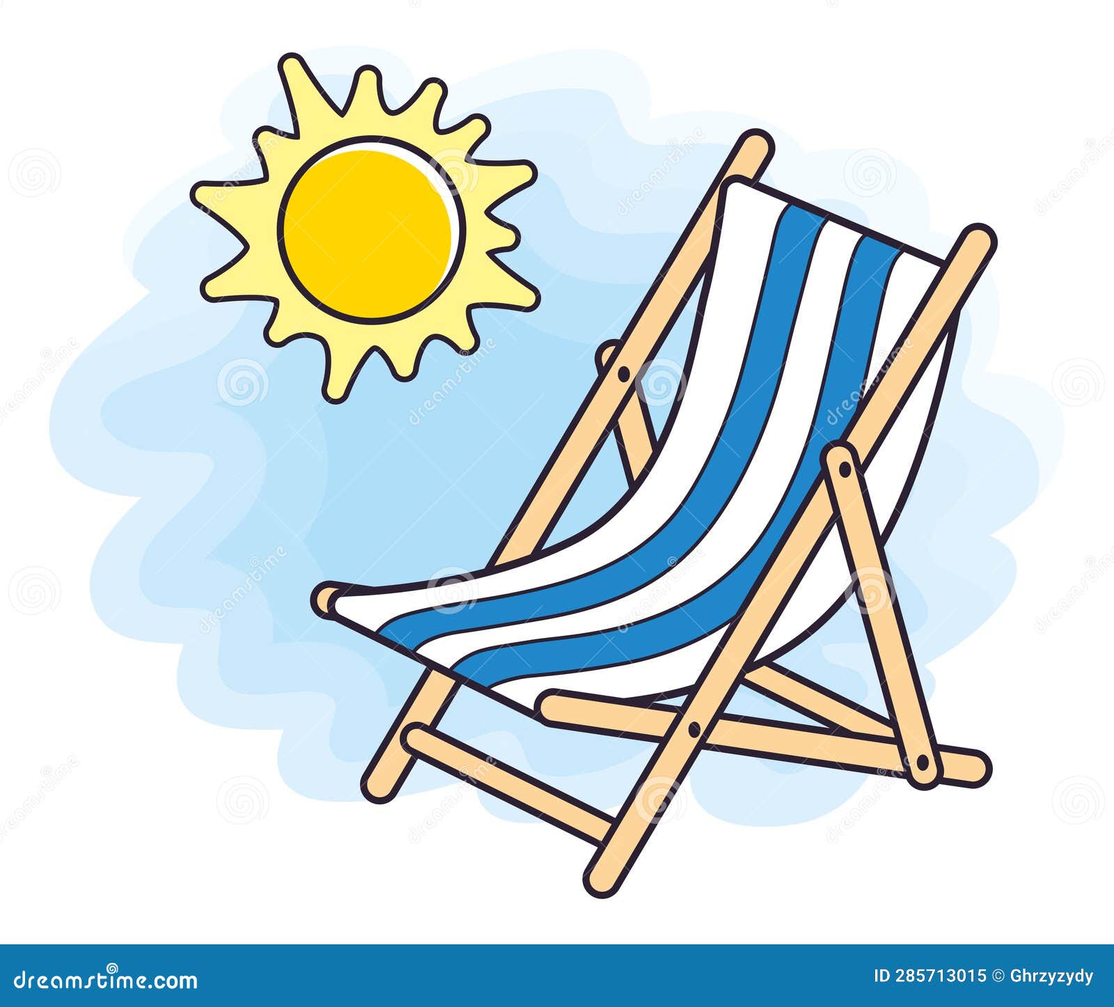 Deck chair and sun stock vector. Illustration of deck - 285713015