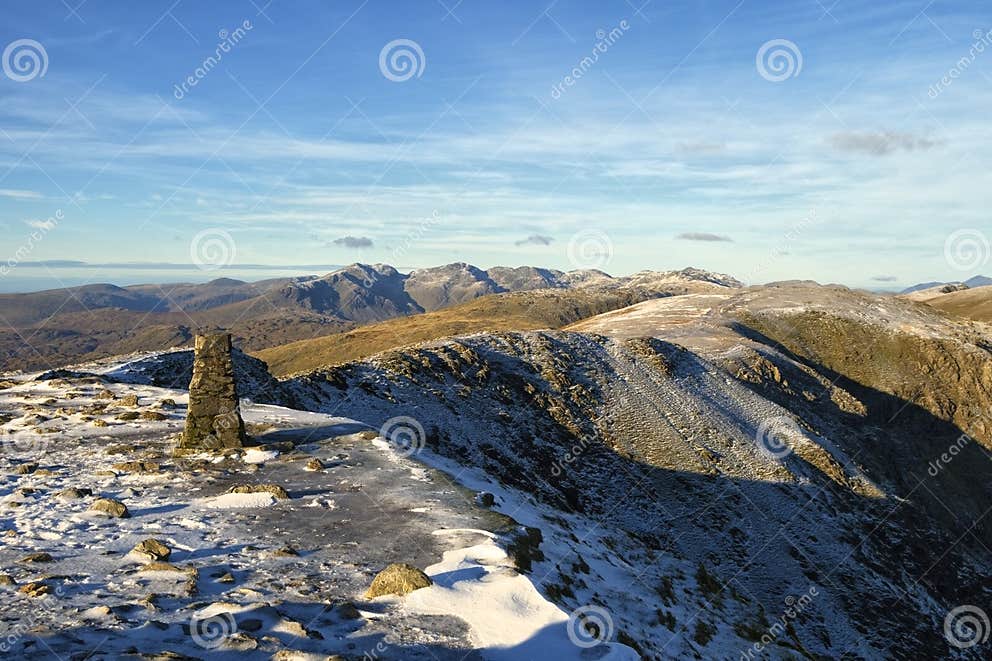 Summit of Coniston Old Man in Winter Stock Image - Image of season ...