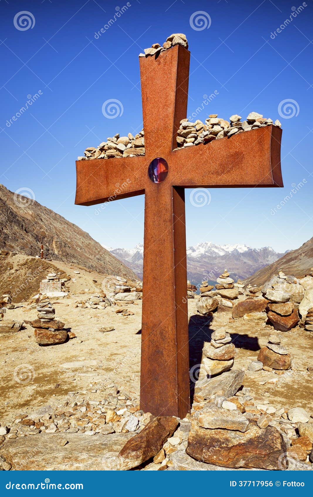 Summit cross stock photo. Image of summit, hill, range - 37717956