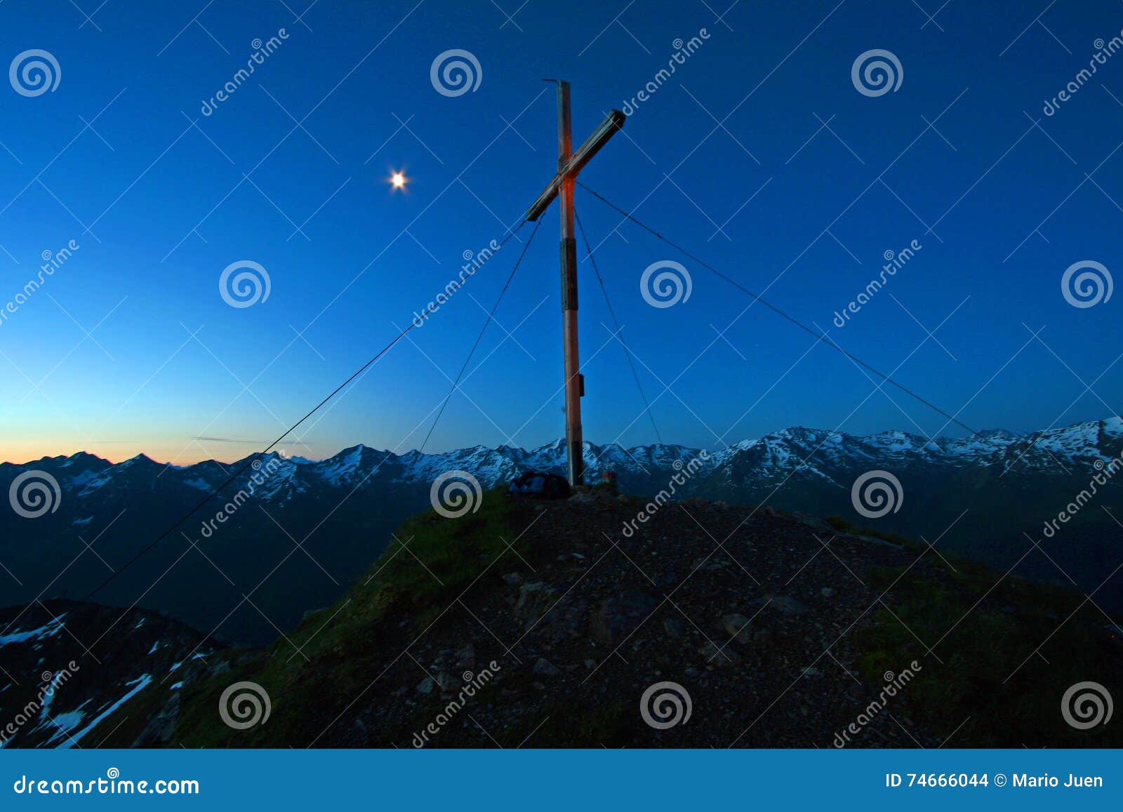 Summit cross in morning stock photo. Image of christians - 74666044