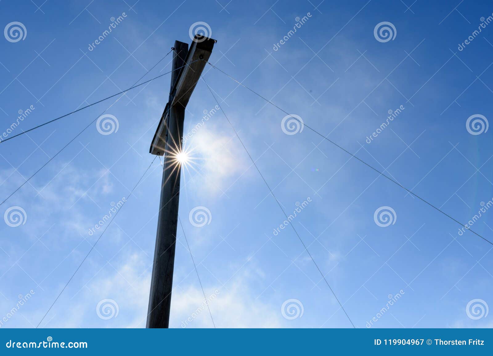 Summit cross with sun star stock image. Image of sunstar - 119904967