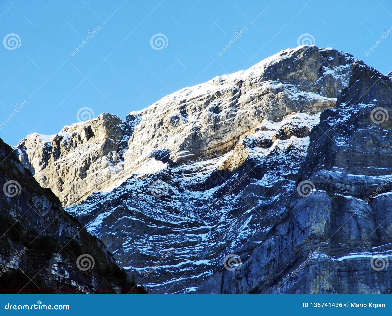 Summit Glarnisch in the Glarus Alps Mountain Range Stock Photo - Image ...