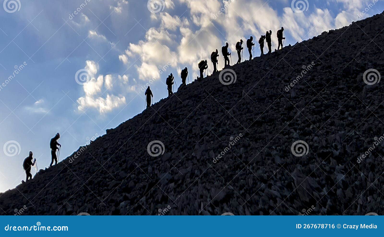 Summit Hikes of Mountaineer Group Stock Photo - Image of decisive ...