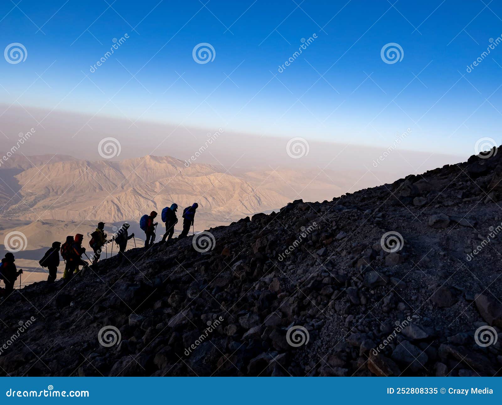 Summit Hikes of Professional Climbers in Damavand Mountain Stock Image ...