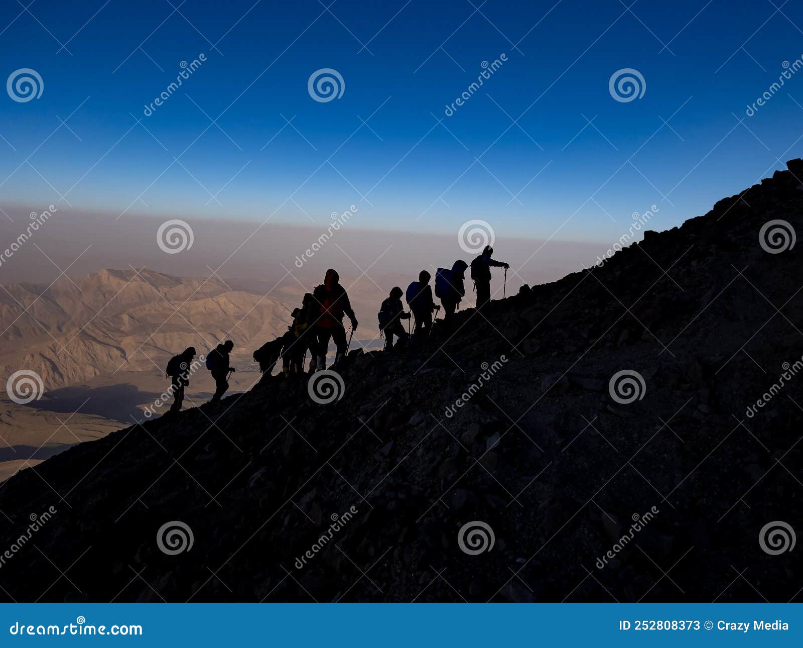 Summit Hikes of Professional Climbers in Damavand Mountain Stock Image ...