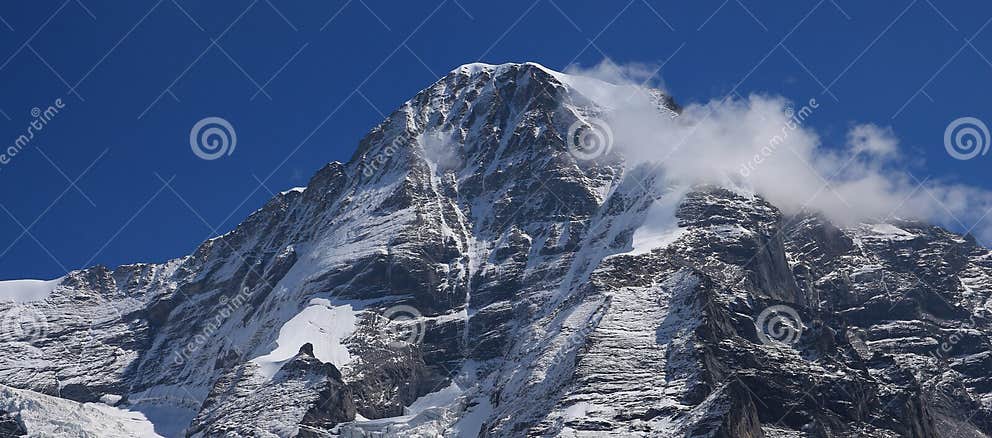 Summit of the Monch, Mountain in the Bernese Oberland Stock Image ...