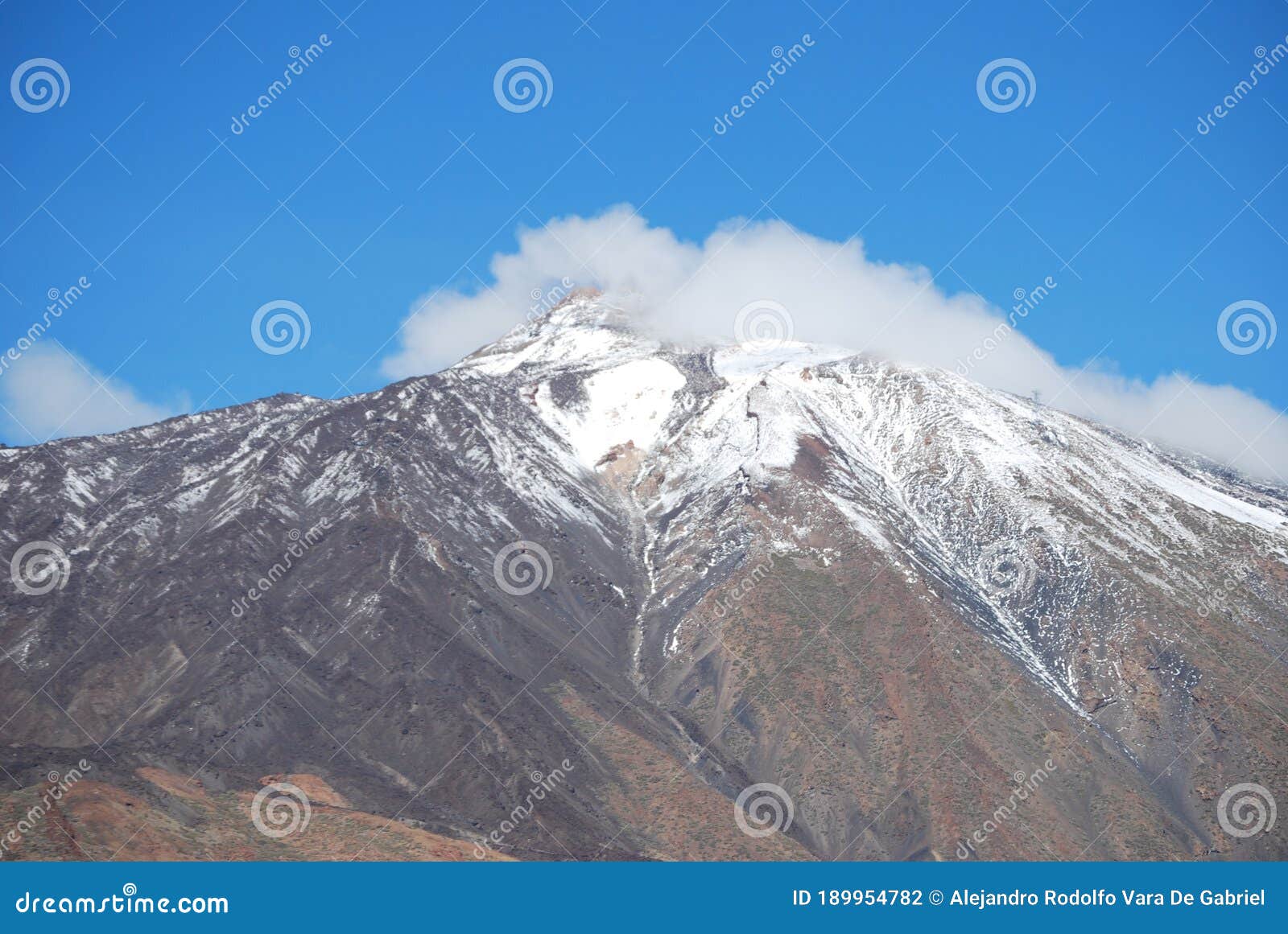 Summit of Mount Teide with Snow and Clouds. Stock Photo - Image of ...