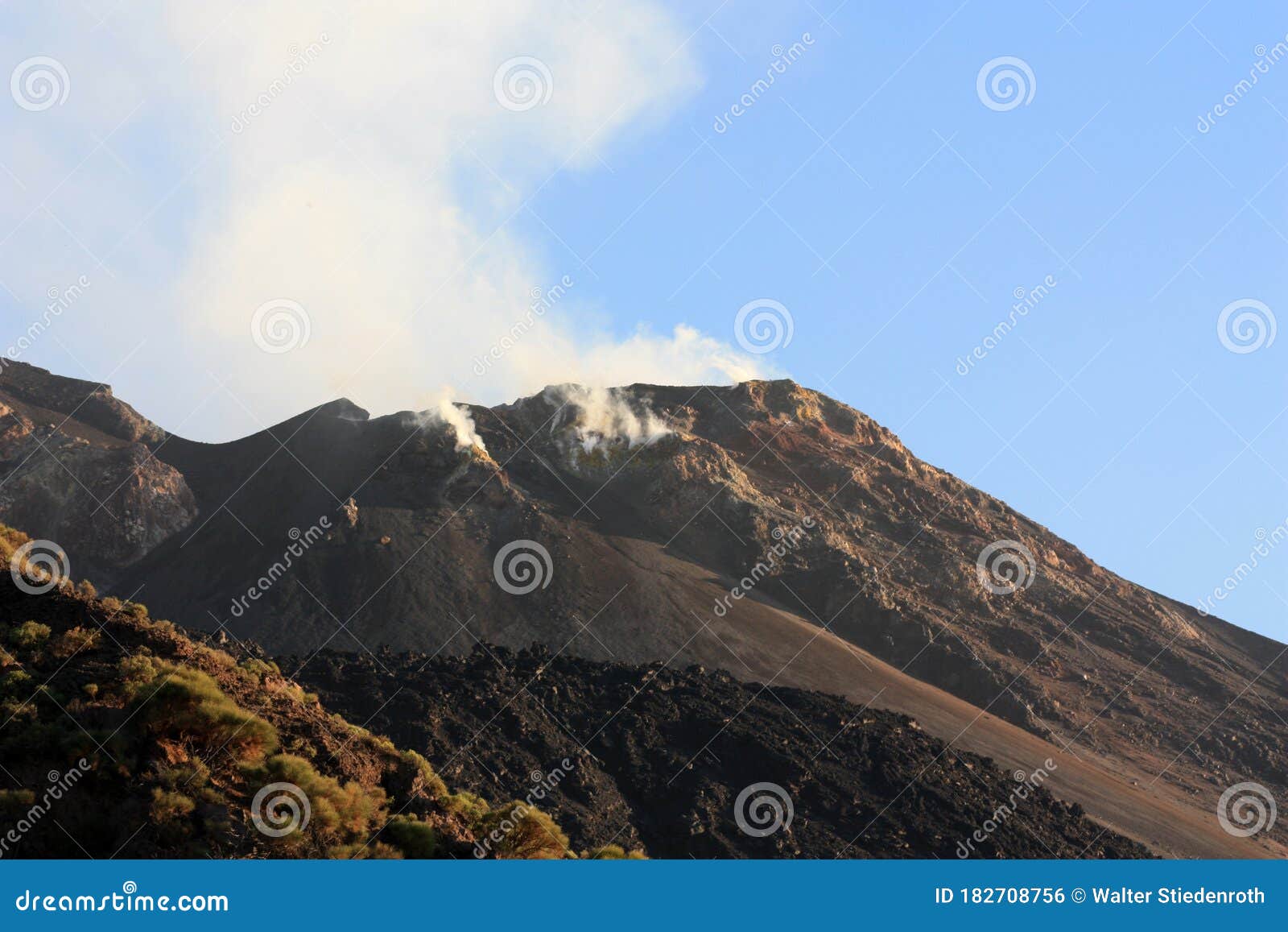 Summit with the Sciara Del Fuoco Des Stromboli Stock Photo - Image of ...