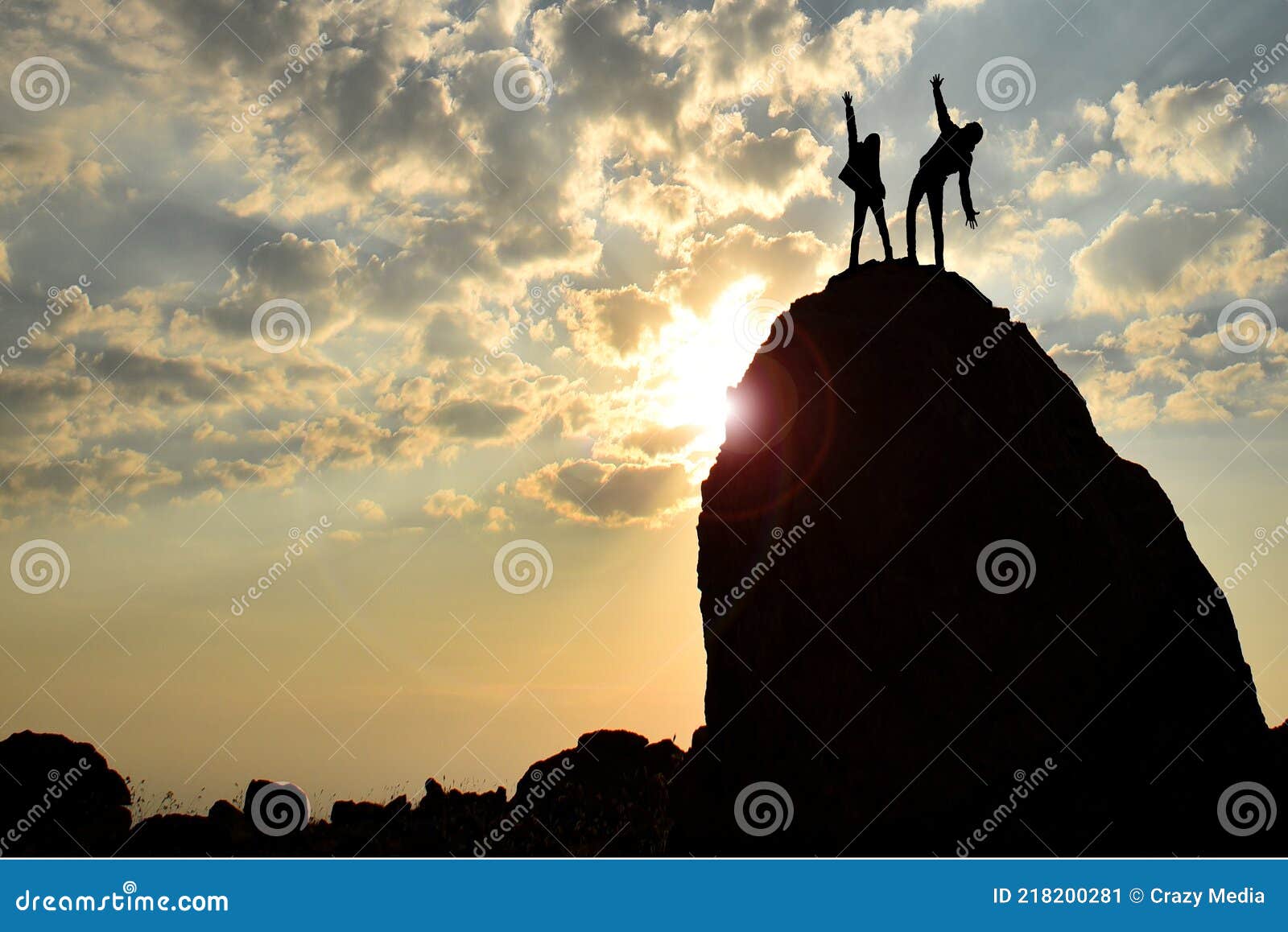Summit Success, Team Duo Accomplished Together Stock Image - Image of ...