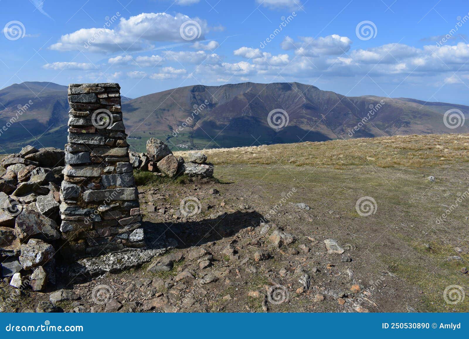 Summit Trig by Shelter on Clough Head Stock Photo - Image of nature ...