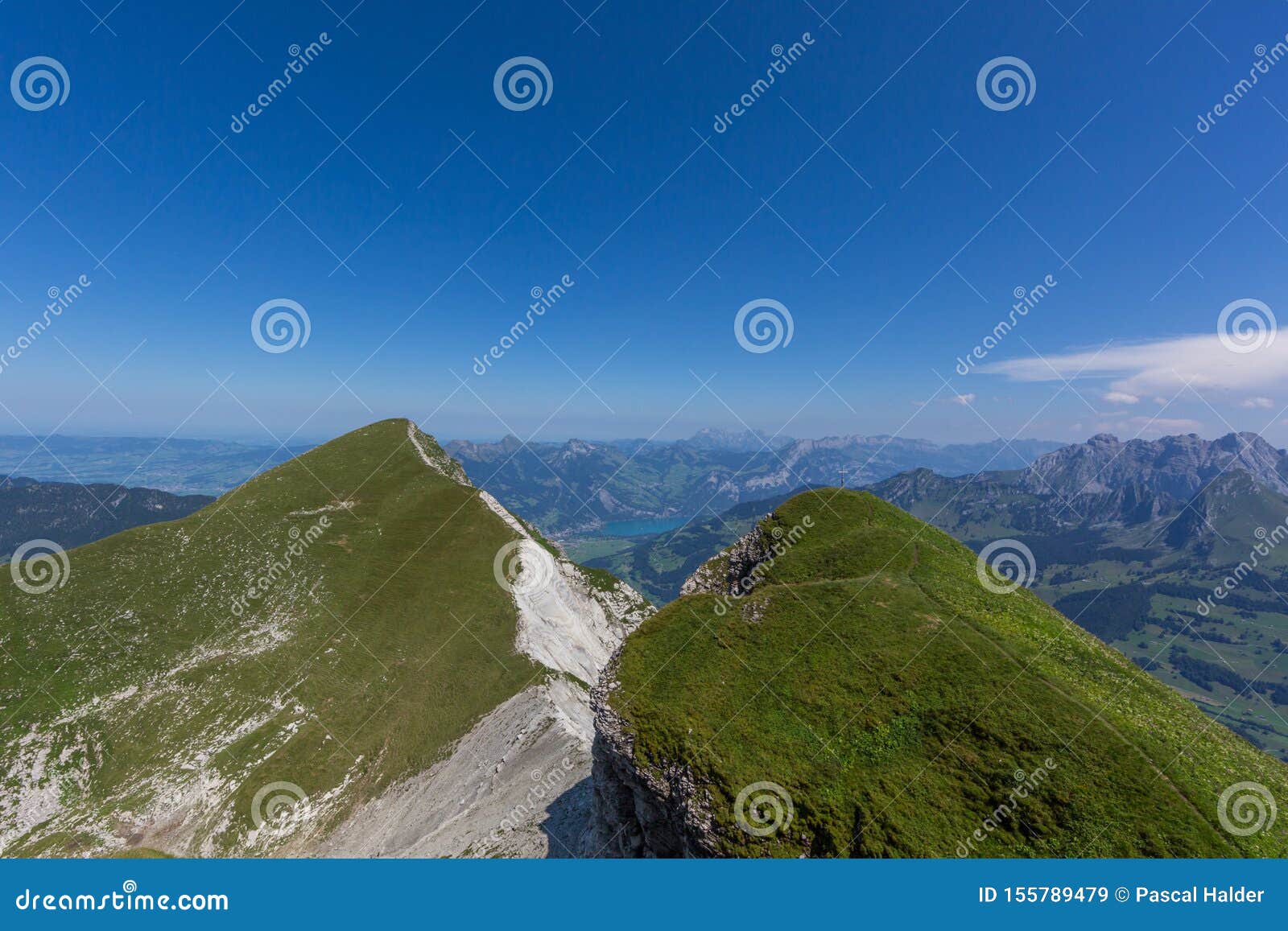 Summits of Rautispitz and Wiggis in Swiss Alps, Blue Sky Stock Image ...