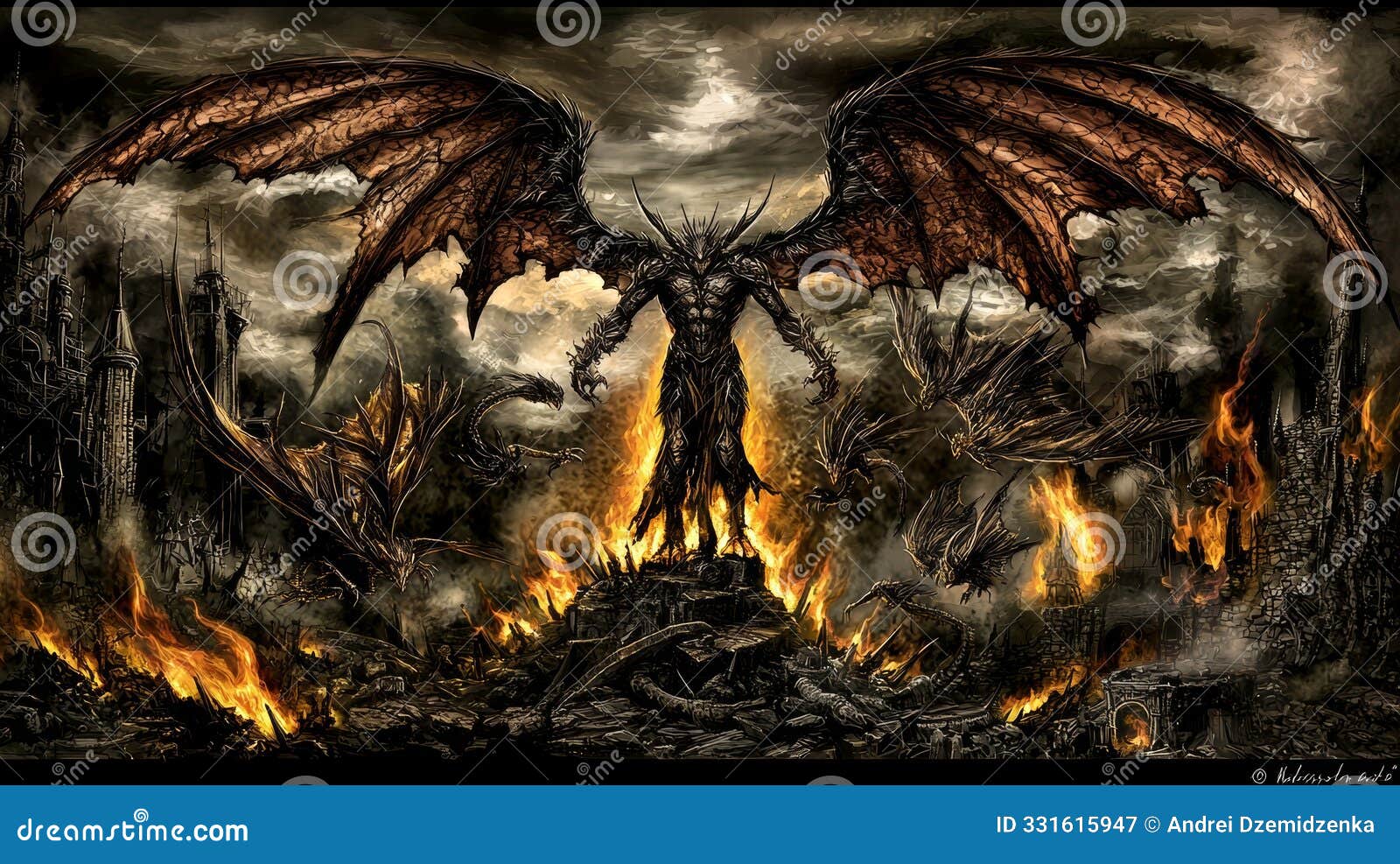 Summoning the Phoenix from Hell with Digital Art Style, Illustration ...