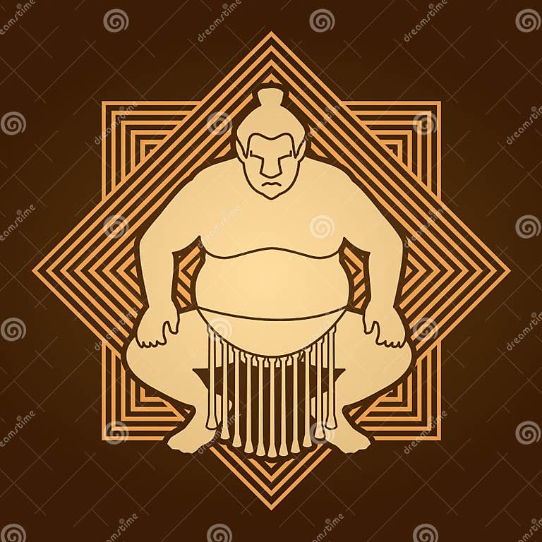 Sumo pose ready to fight stock vector. Illustration of person - 87348242