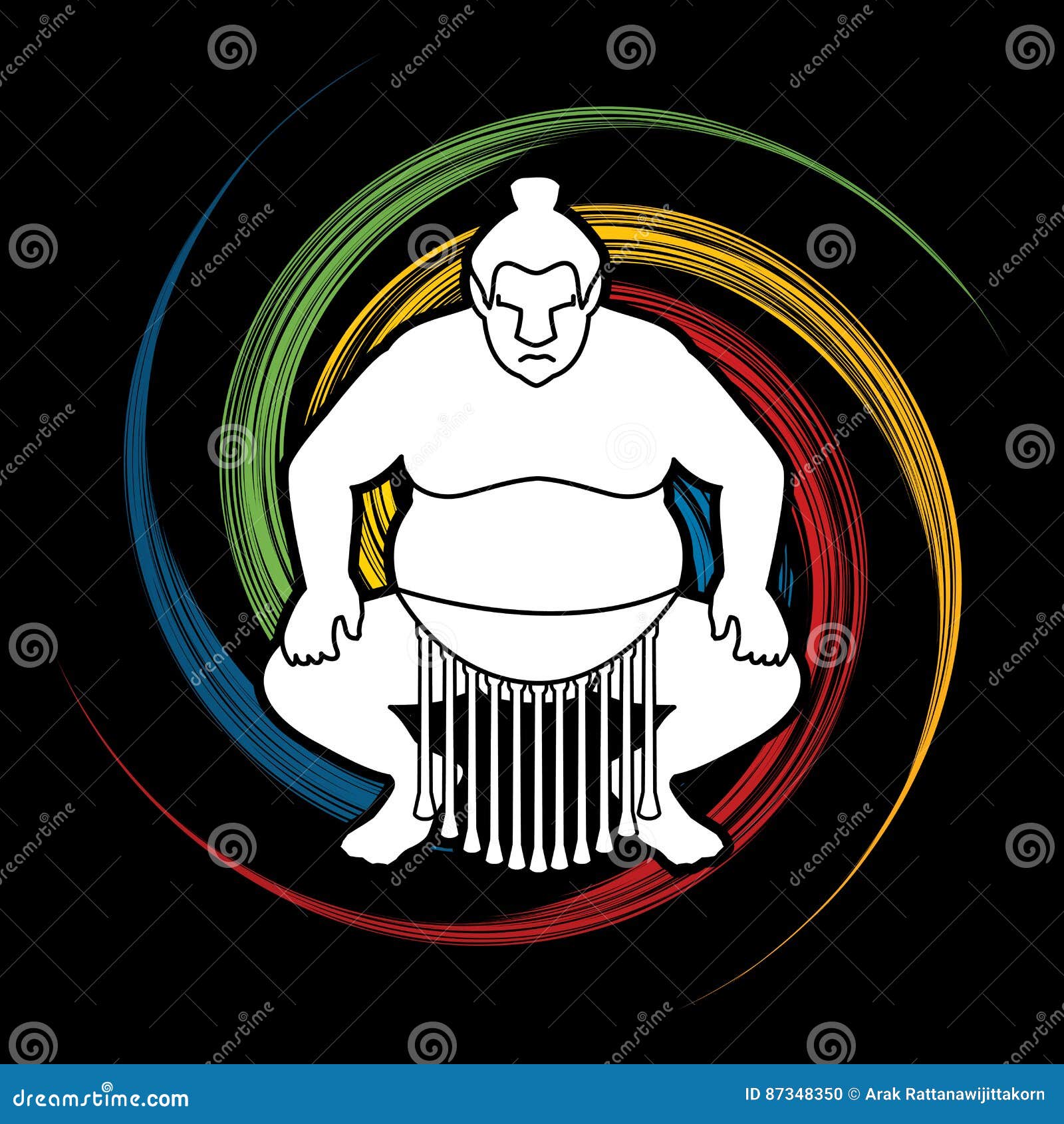 Sumo pose ready to fight stock vector. Illustration of power - 87348350