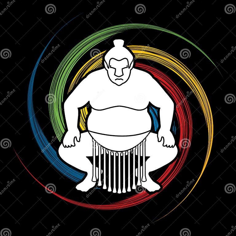 Sumo pose ready to fight stock vector. Illustration of power - 87348350