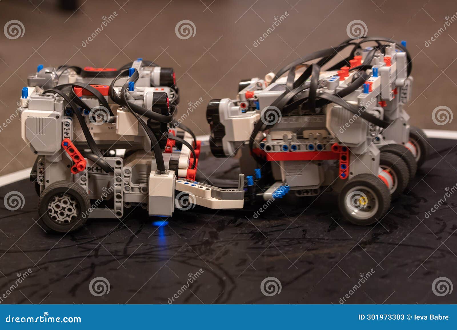 Sumo Robot Wrestling in the Black Arena Stock Image - Image of ...