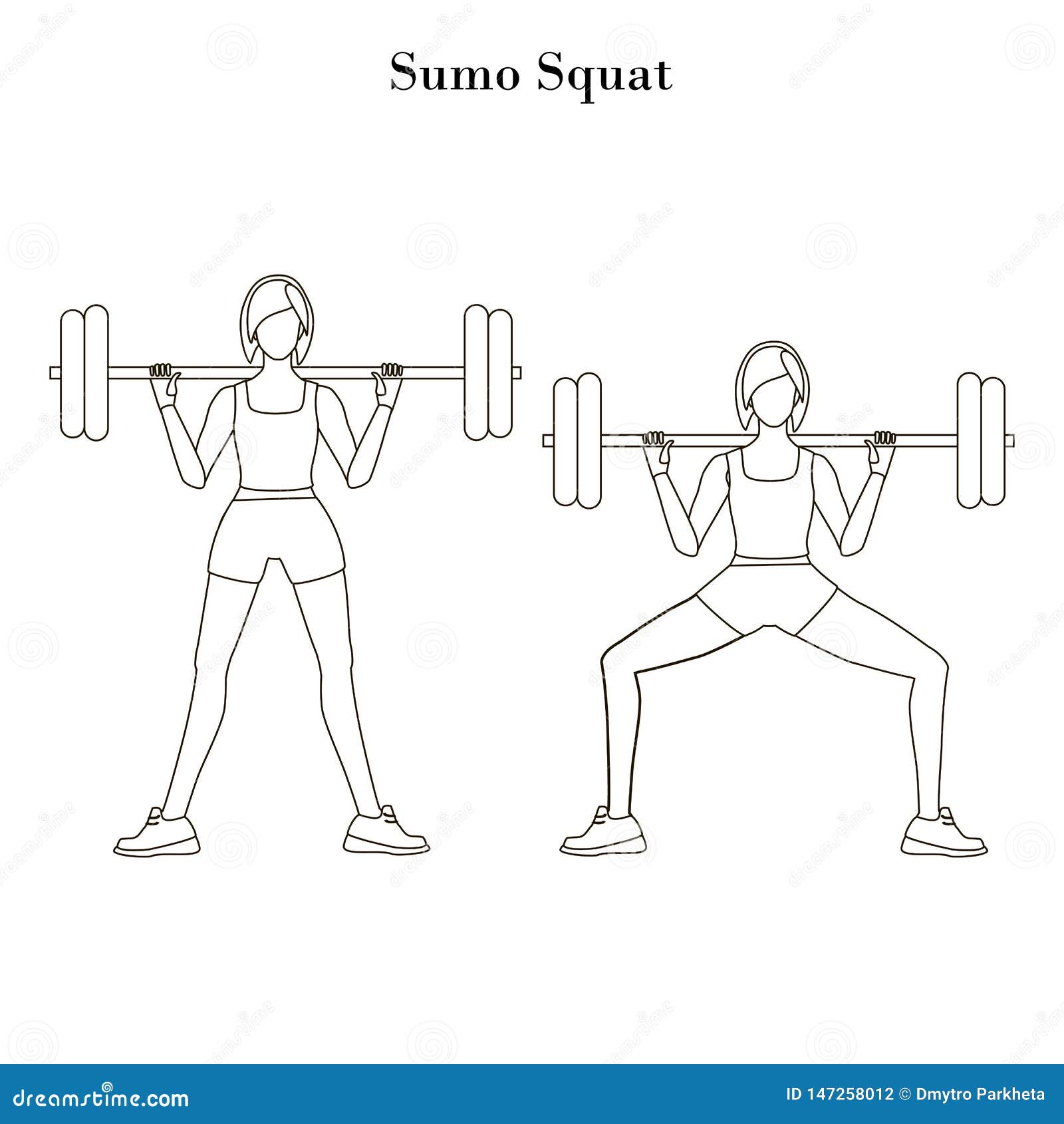 Sumo Squats Exercise Silhouette Vector Illustration | CartoonDealer.com ...