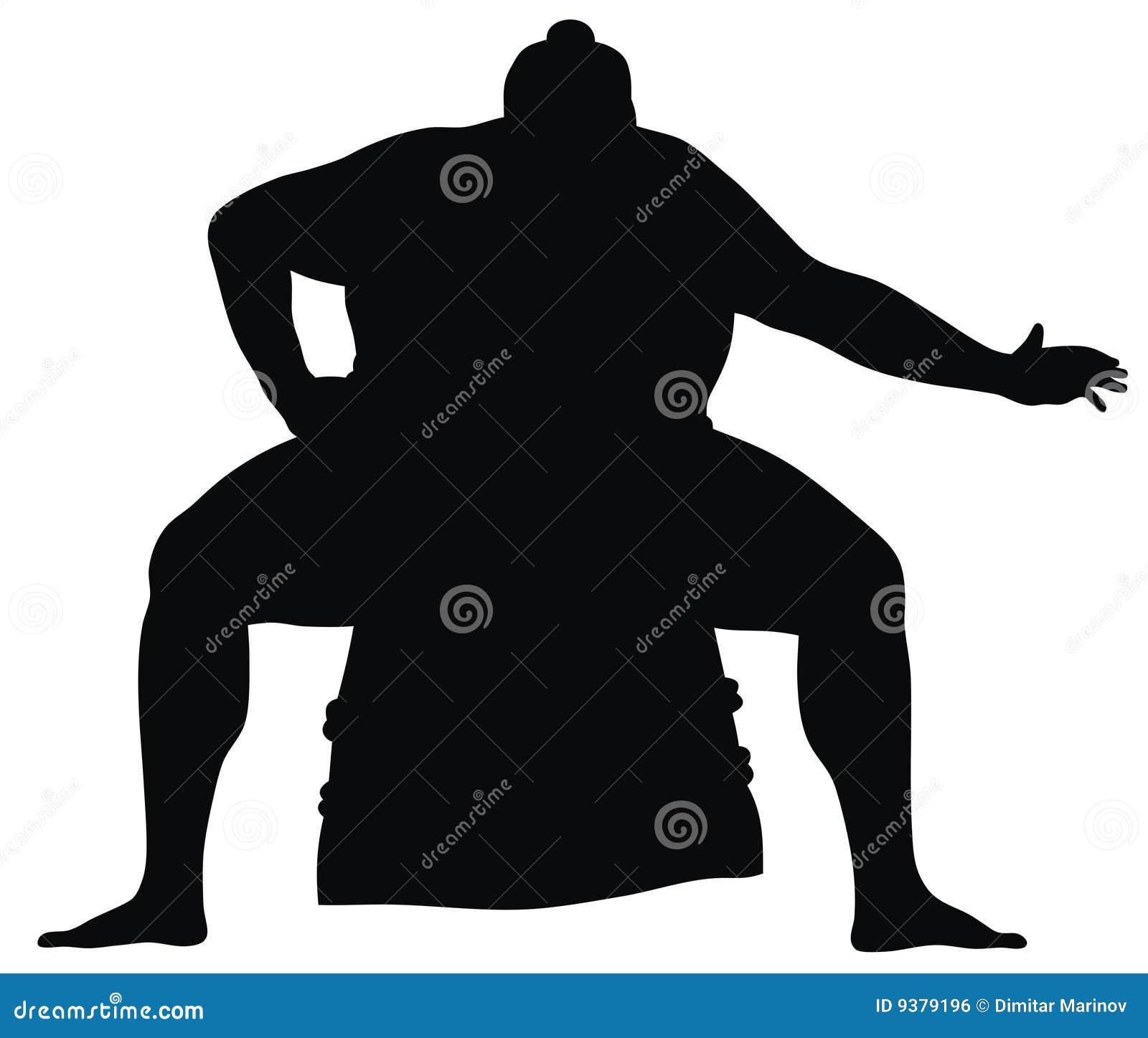 Sumo Wrestler Or Rikishi Squatting Side View Retro Black And White ...