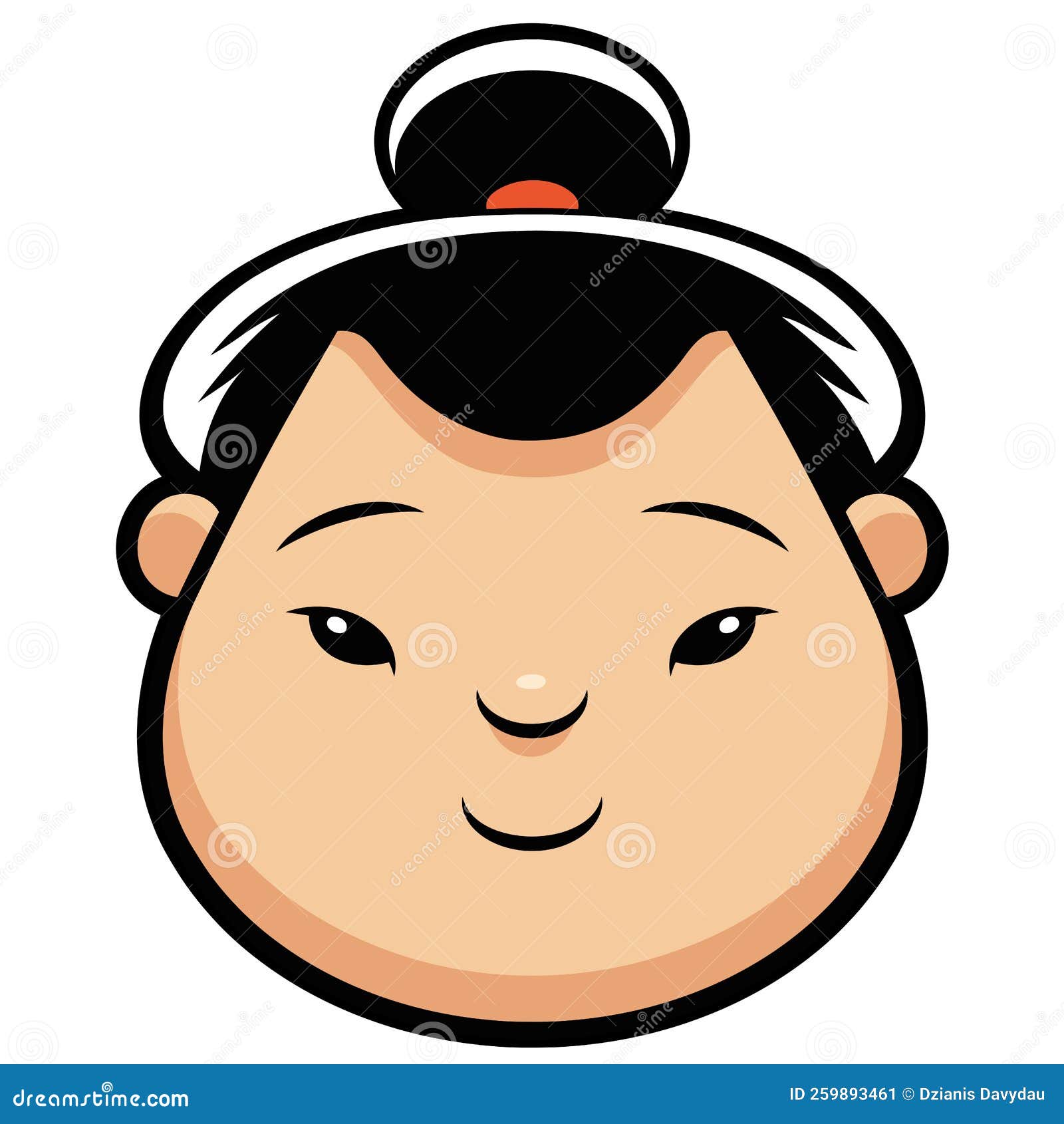 Sumo Wrestler Head Illustration On White Background Cartoon Vector ...