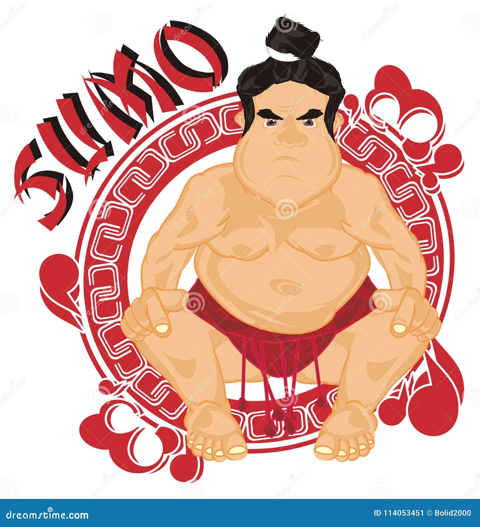 Sumo wrestler and objects stock illustration. Illustration of evil ...